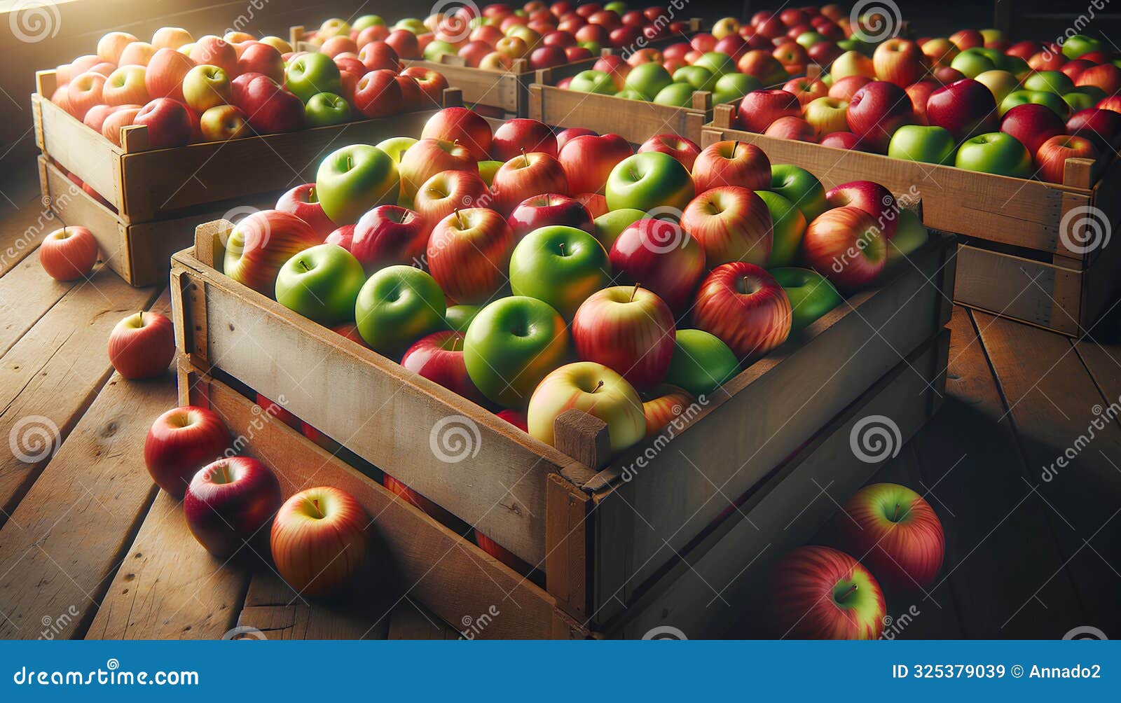Harvested Apples in Wooden Boxes Stock Image - Image of plant, boxes ...