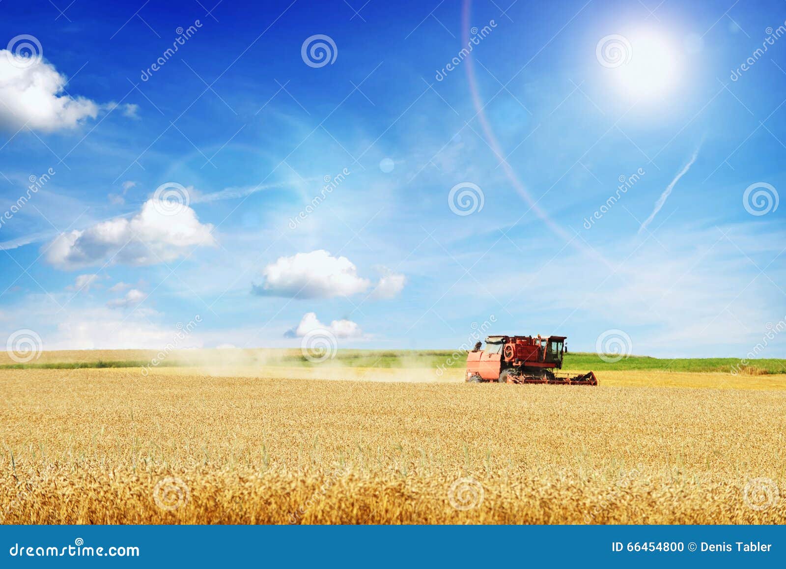 Harvester on field stock photo. Image of working, landscape - 66454800