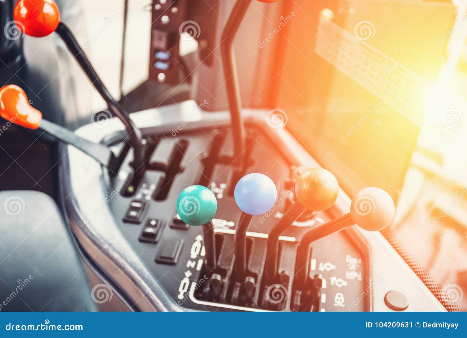 Harvester Machine Inside Cabin, Control Panel, Levers Stock Image ...