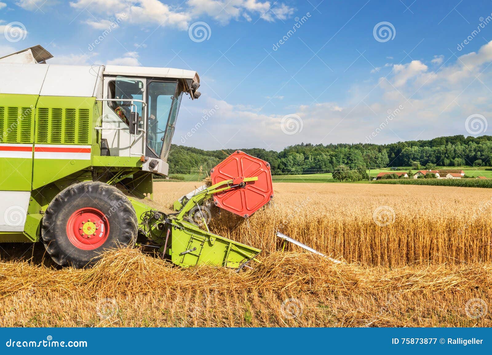 Harvester Machine And Tractor At Harvest Stock Photo | CartoonDealer ...