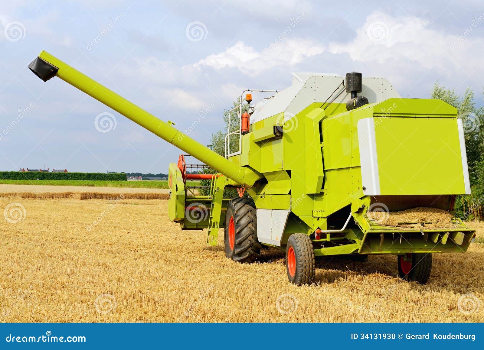 Harvesting Combine on Farmland Stock Photo - Image of golden, ripe ...