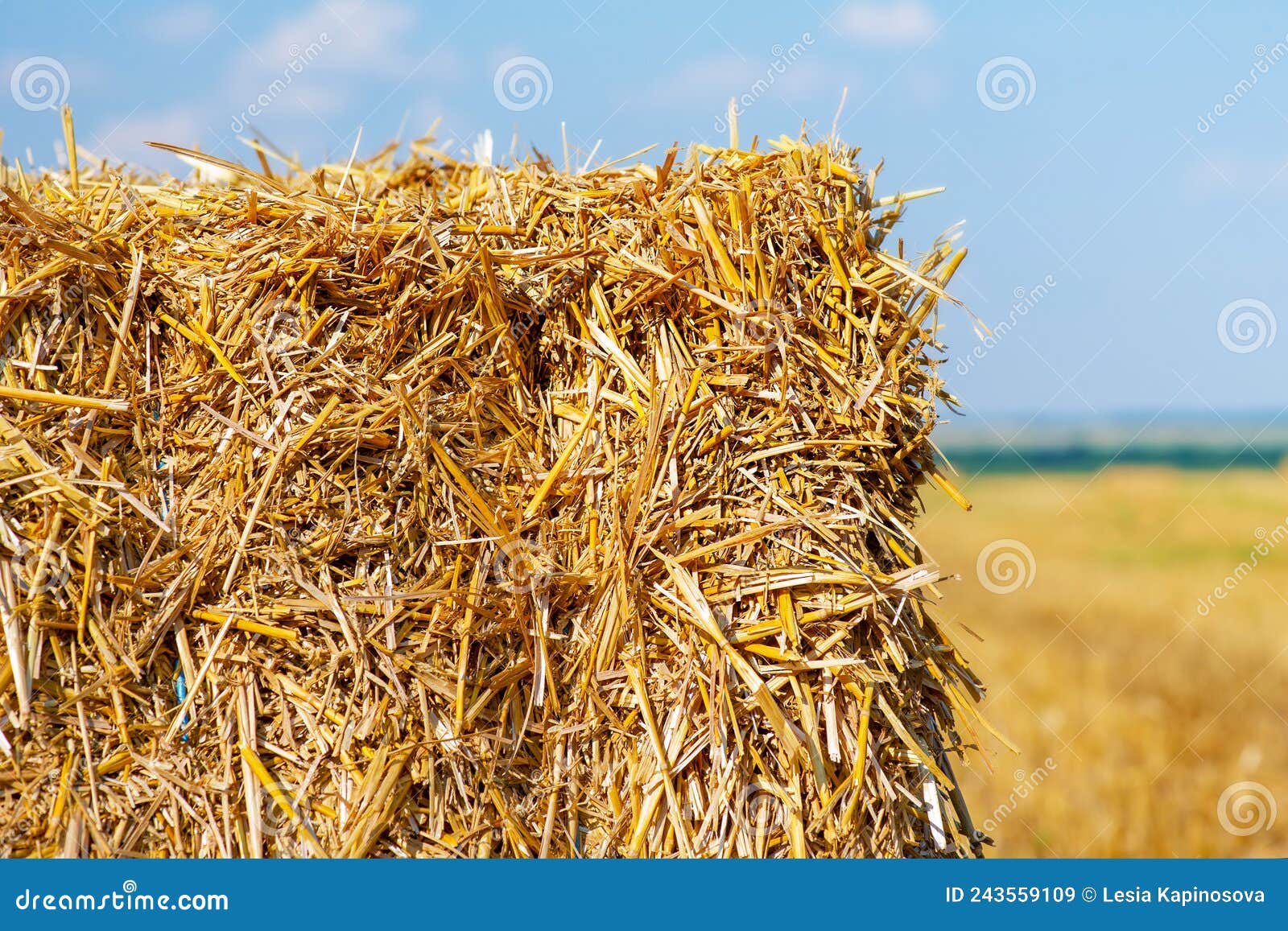Haystack on a Background of Deep Sky with Clouds. Harvesting Stock ...