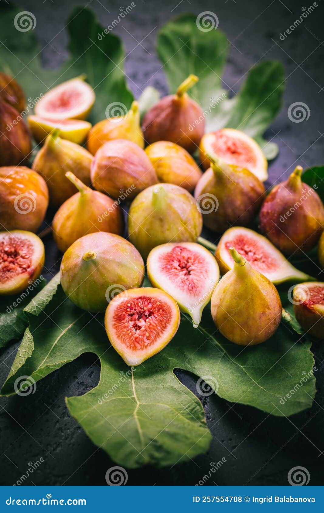 Harvesting - Tasty Organic Figs on Black Background Stock Photo - Image ...