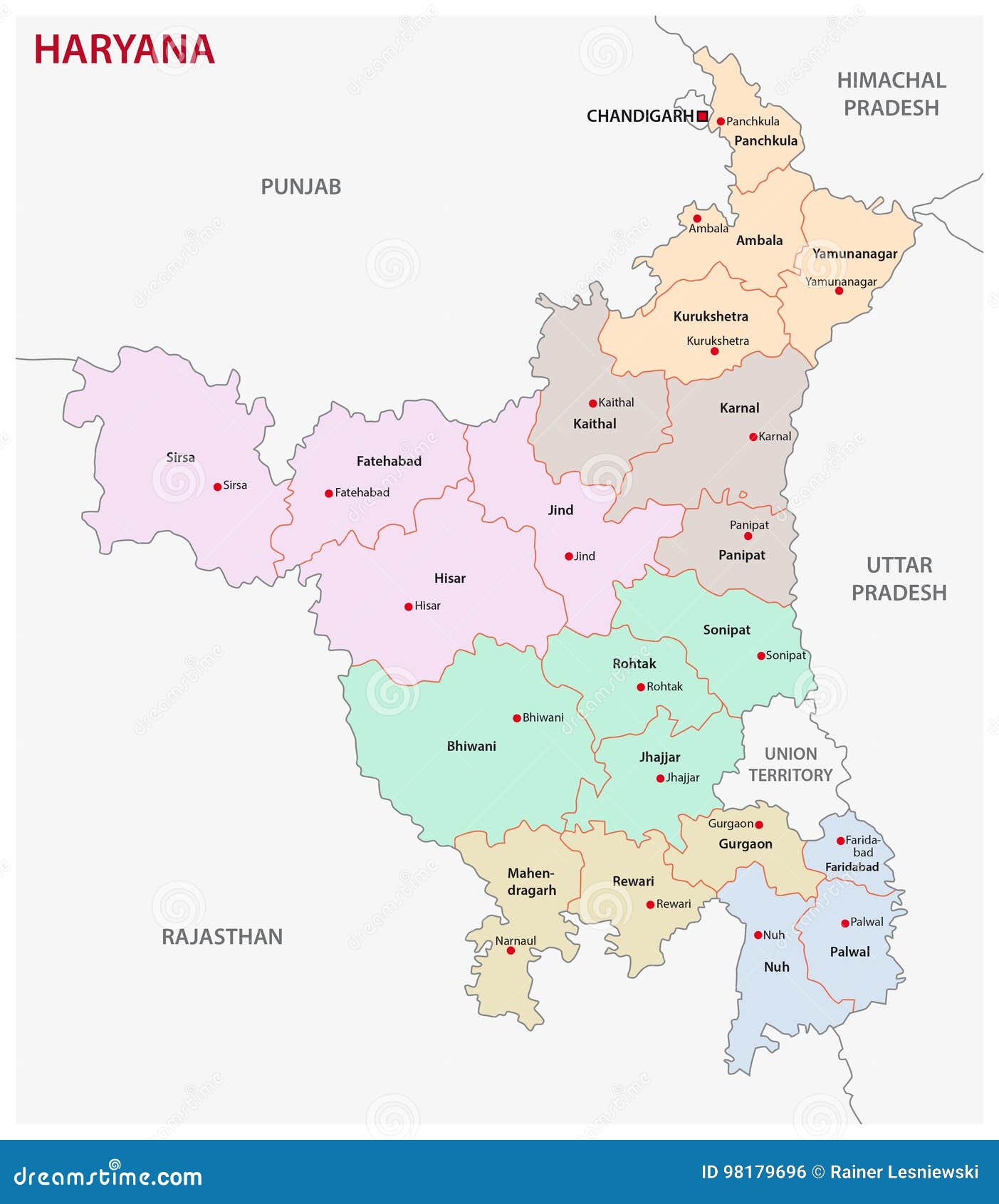 Haryana Administrative and Political Map, India Stock Vector ...