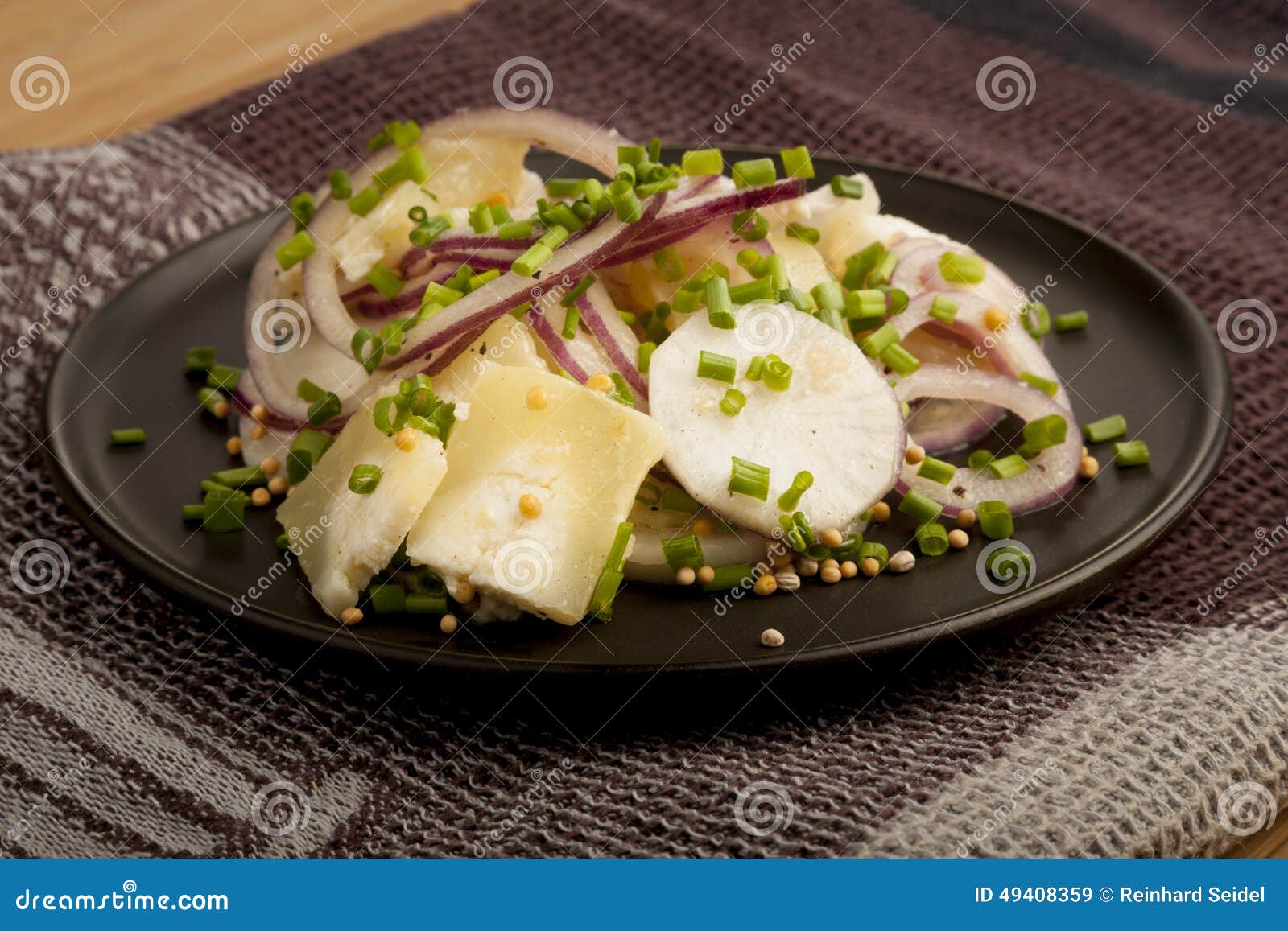 Harz cheese salad stock image. Image of harz, marinated - 49408359