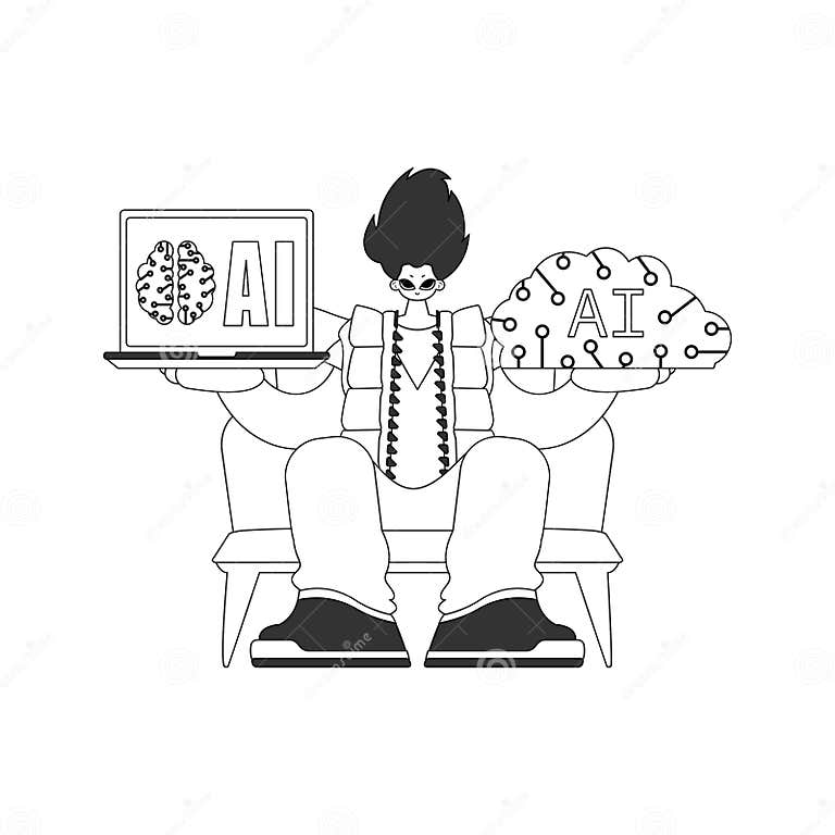 He Has a Vector Linear AI Model in His Grasp Stock Vector ...