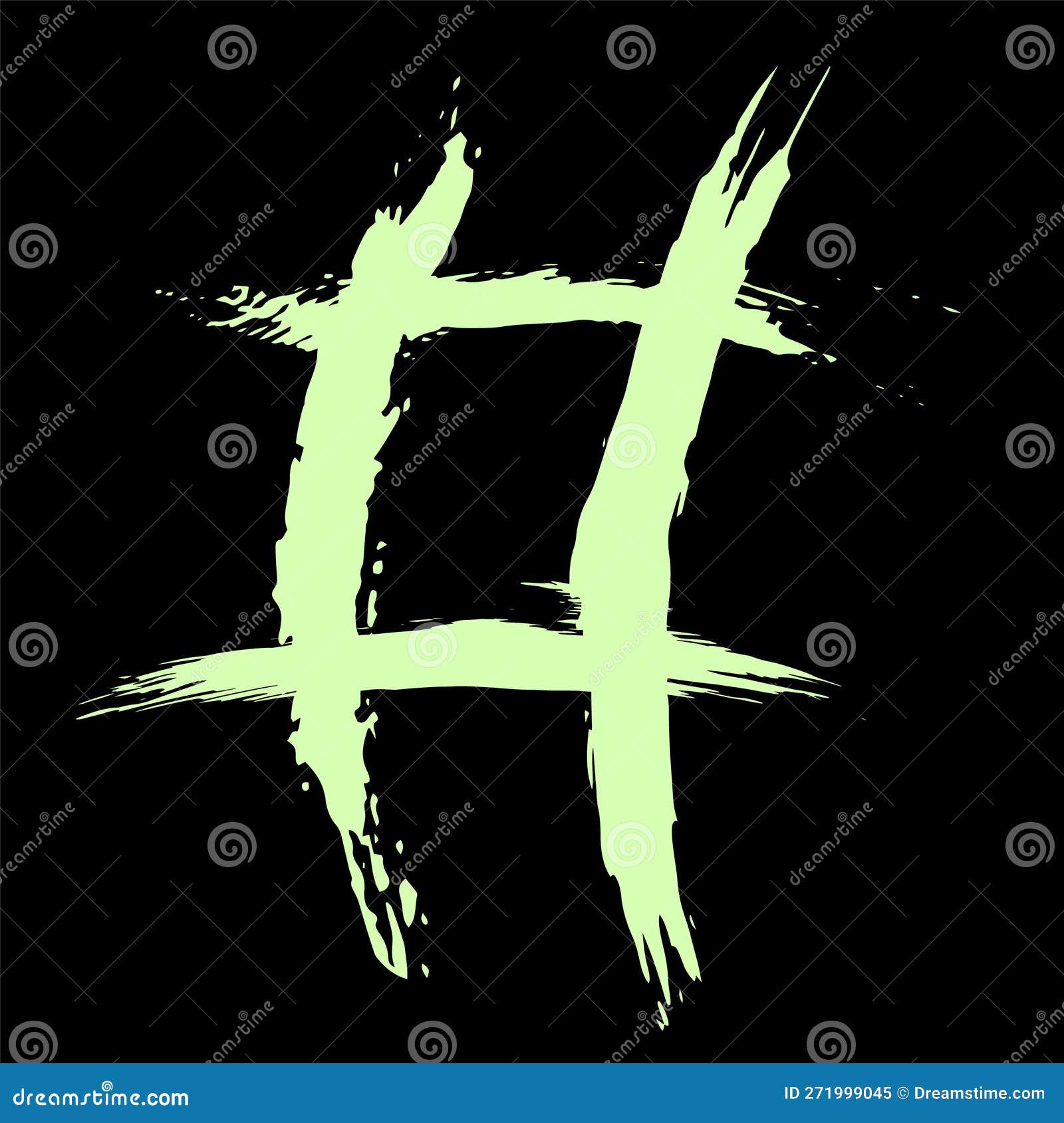 The Hash on a Black Background is Drawn by Hand with a Brush. Stock ...