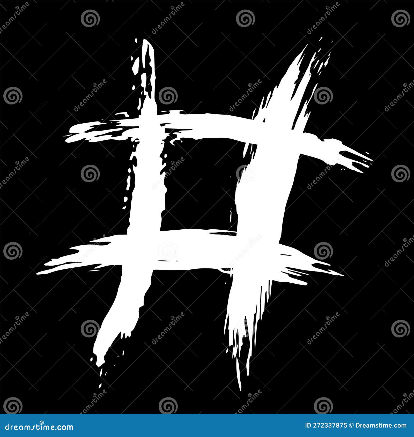 The Hash on a Black Background is Drawn by Hand with a Brush. Stock ...