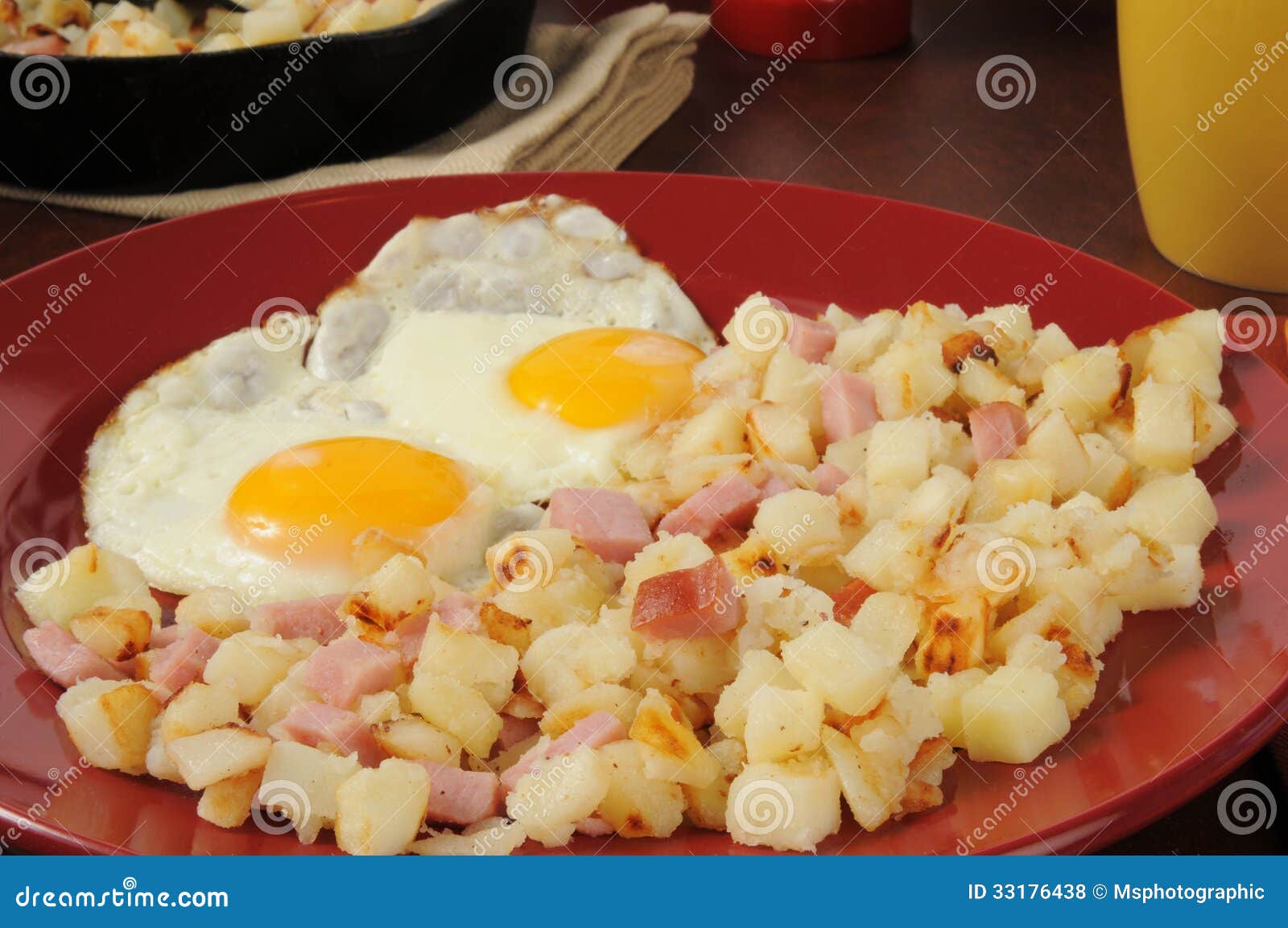 Hash browns and eggs stock photo. Image of food, breakfast - 33176438