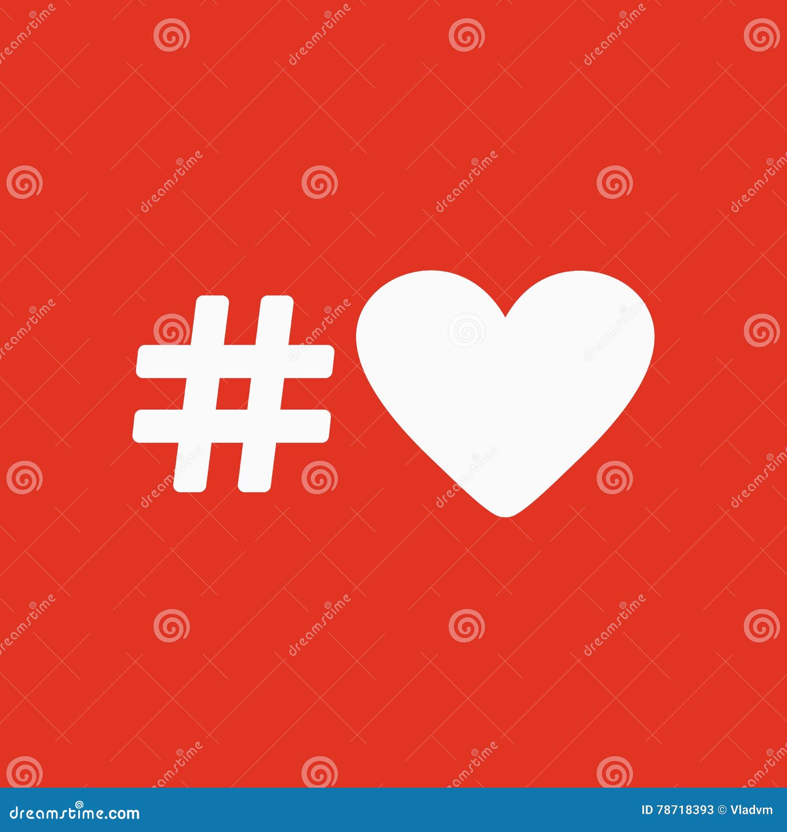 The Hash Love Icon. Hashtag Heart Symbol Stock Vector - Illustration of ...