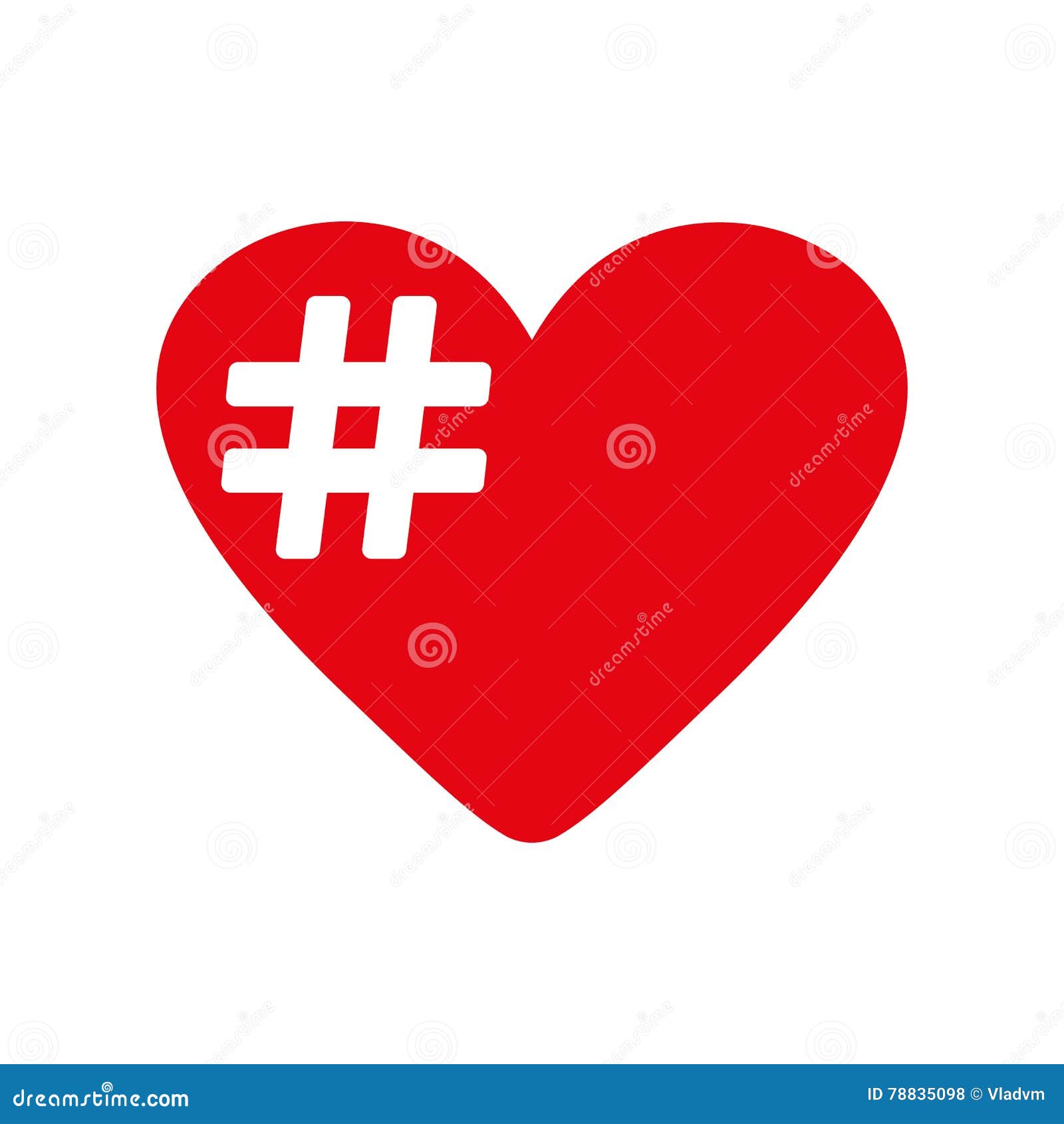 The Hash Love Icon. Hashtag Heart Symbol Stock Vector - Illustration of ...