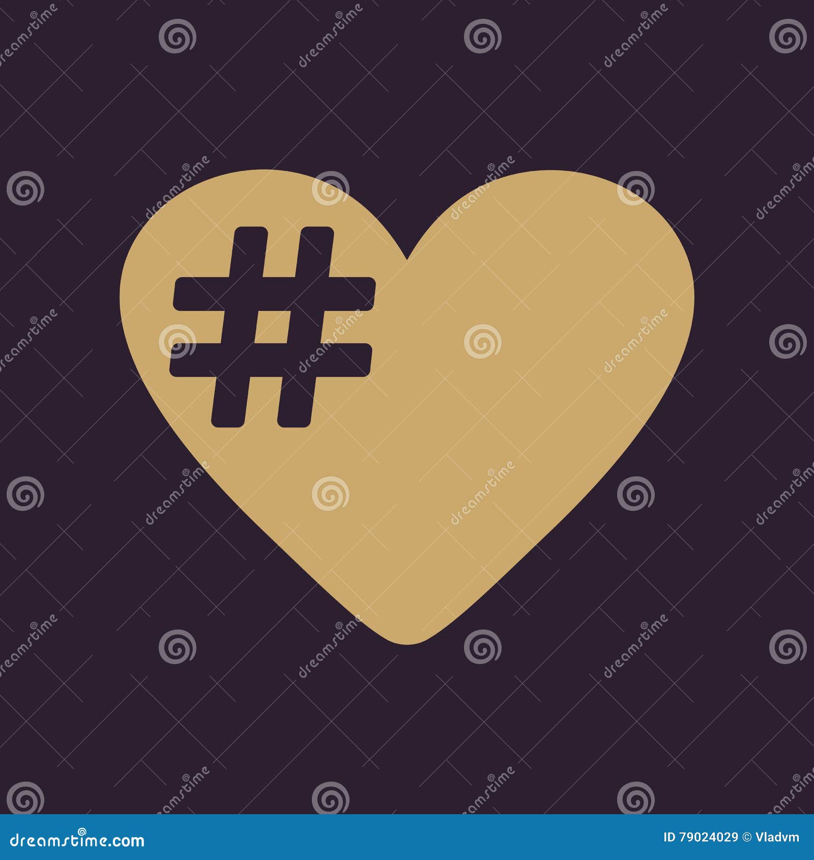 The Hash Love Icon. Hashtag Heart Symbol Stock Illustration ...