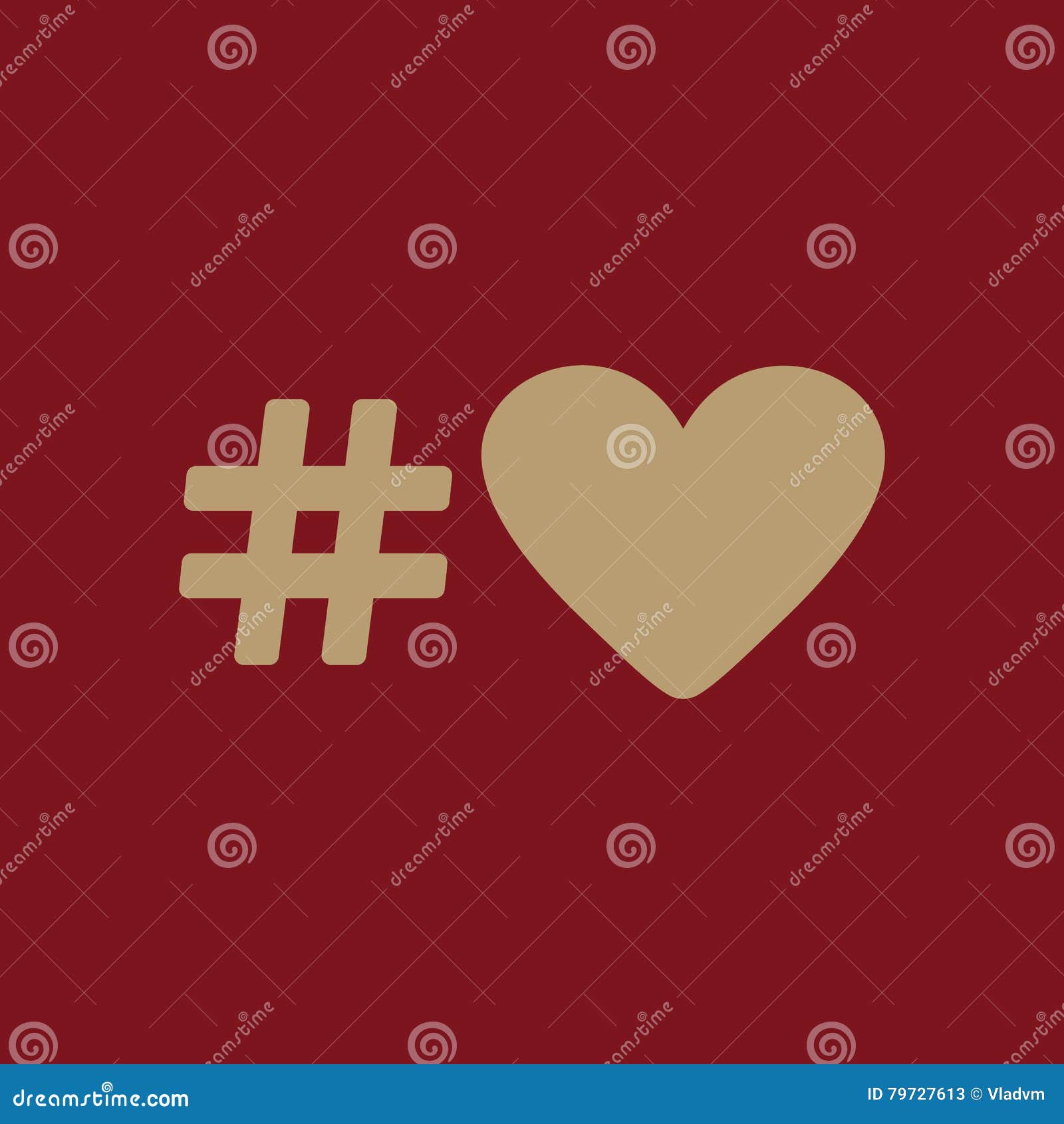 The Hash Love Icon. Hashtag Heart Symbol Stock Vector - Illustration of ...