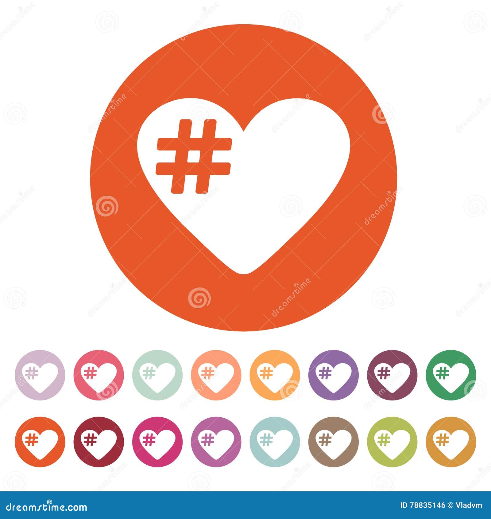 The Hash Love Icon. Hashtag Heart Symbol Stock Vector - Illustration of ...