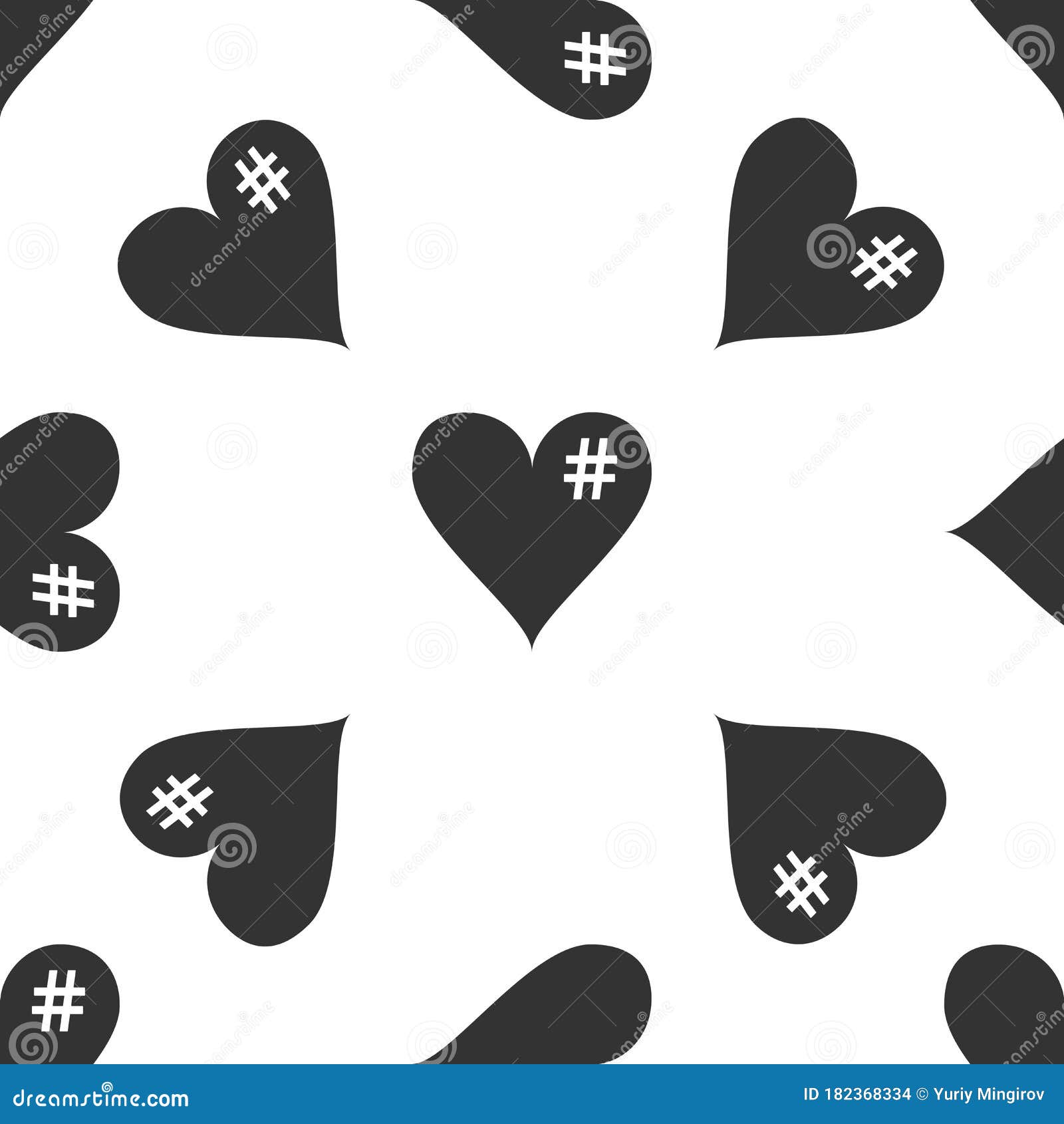 The Hash Love Icon. Hashtag Heart Symbol Icon Seamless Pattern on White ...