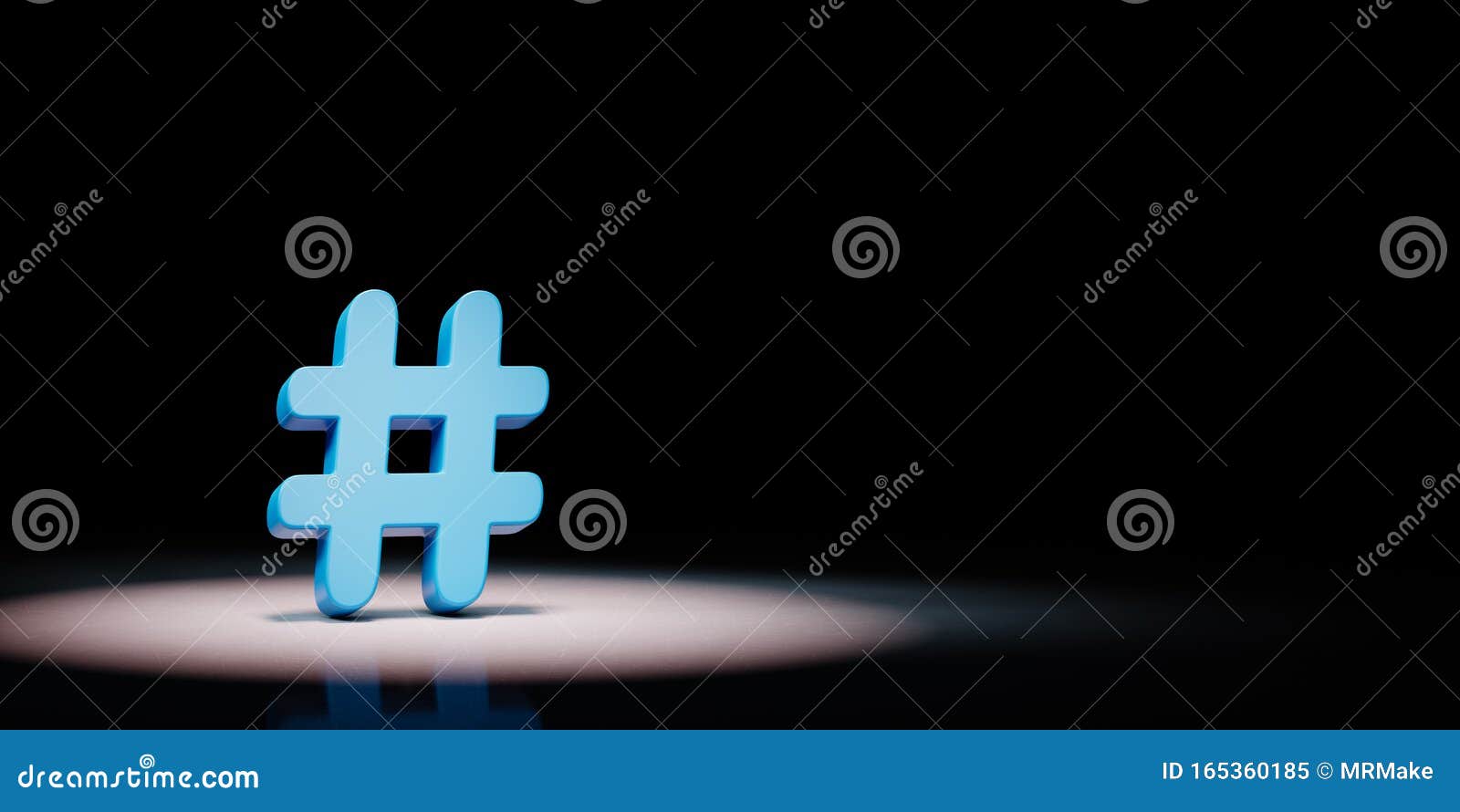 Hash Symbol Spotlighted on Black Background Stock Illustration ...