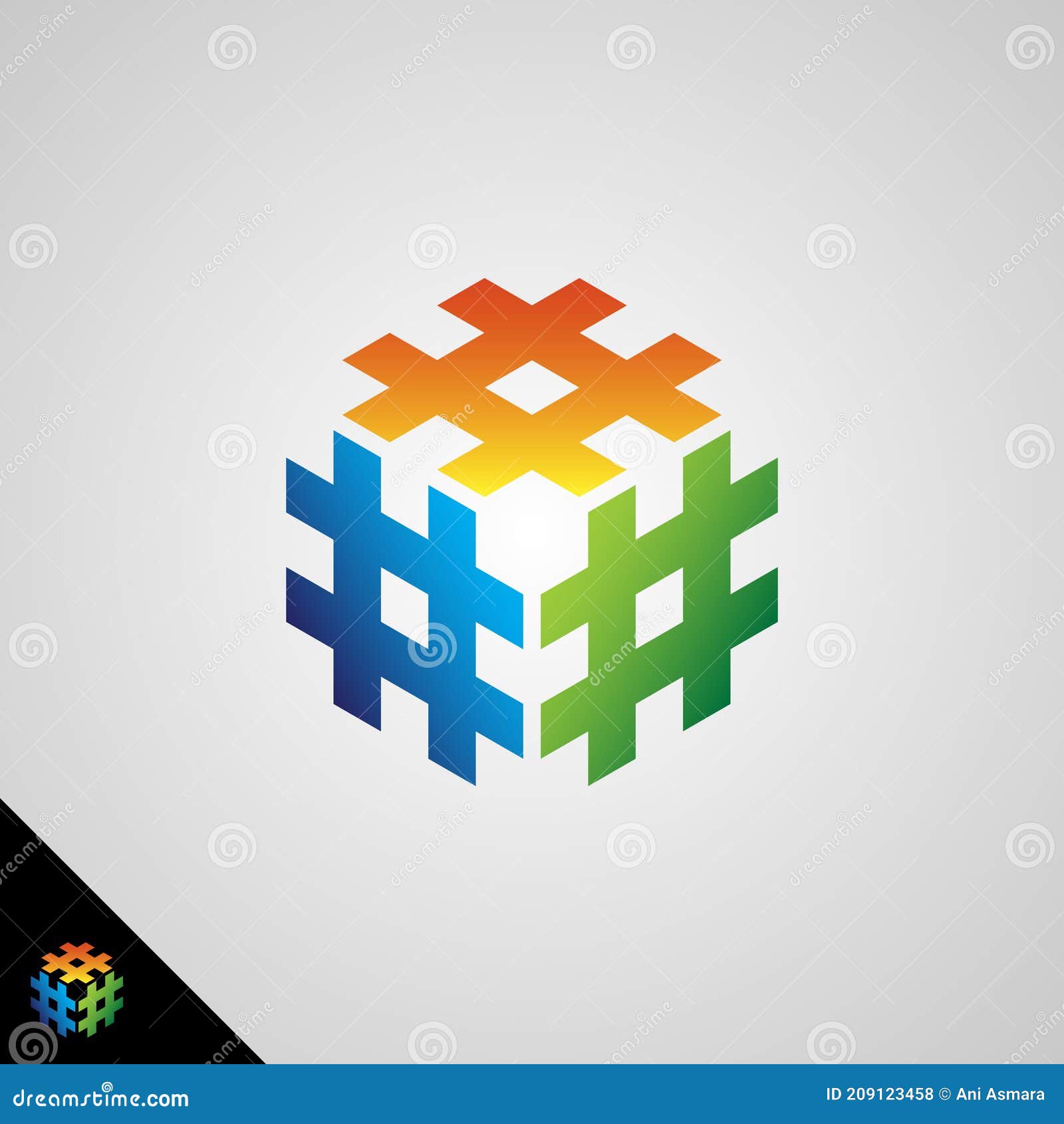 Hash Tag Symbol with Cube Concept Stock Vector - Illustration of tagger ...