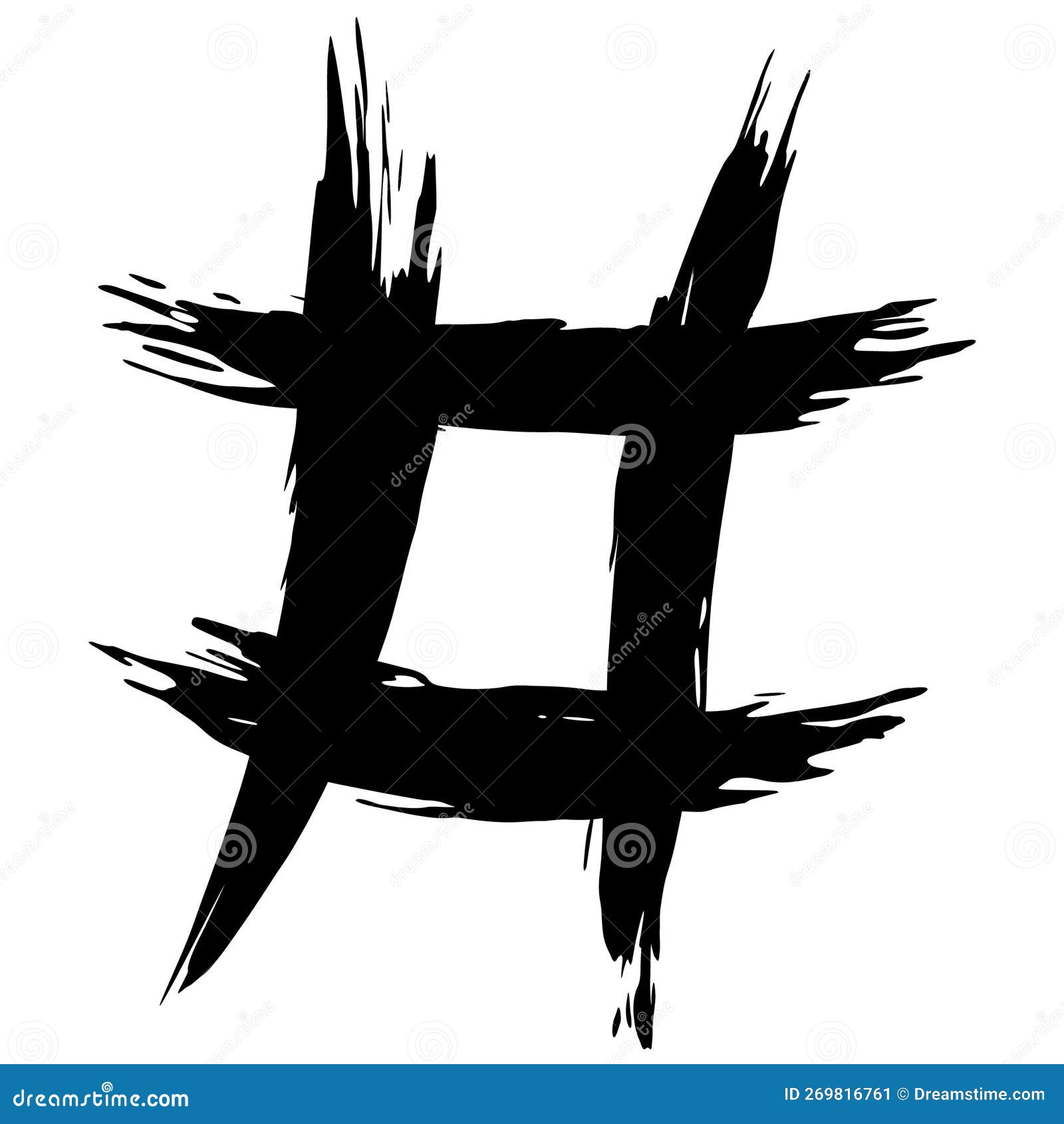 The Hash on a White Background is Drawn by Hand with a Brush. Stock ...