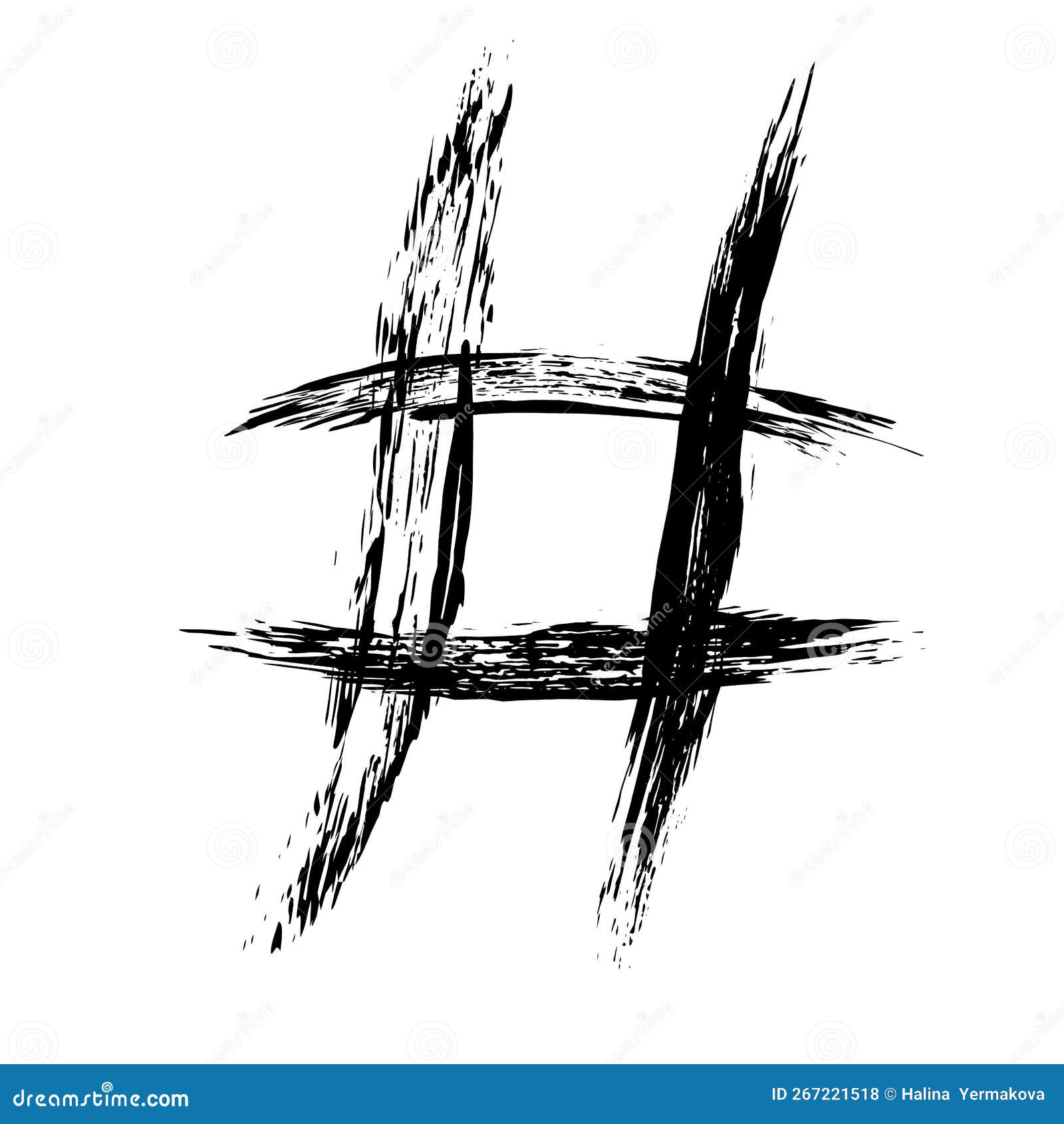 The Hash on a White Background is Drawn by Hand with a Brush. Stock ...