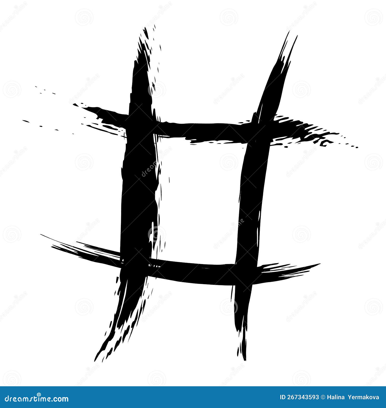 The Hash on a White Background is Drawn by Hand with a Brush. Stock ...