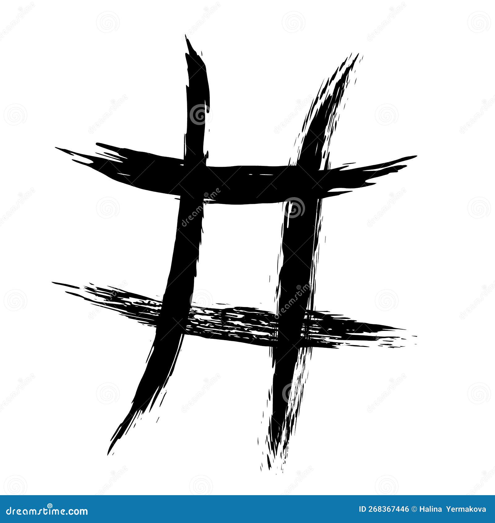 The Hash on a White Background is Drawn by Hand with a Brush. Stock ...