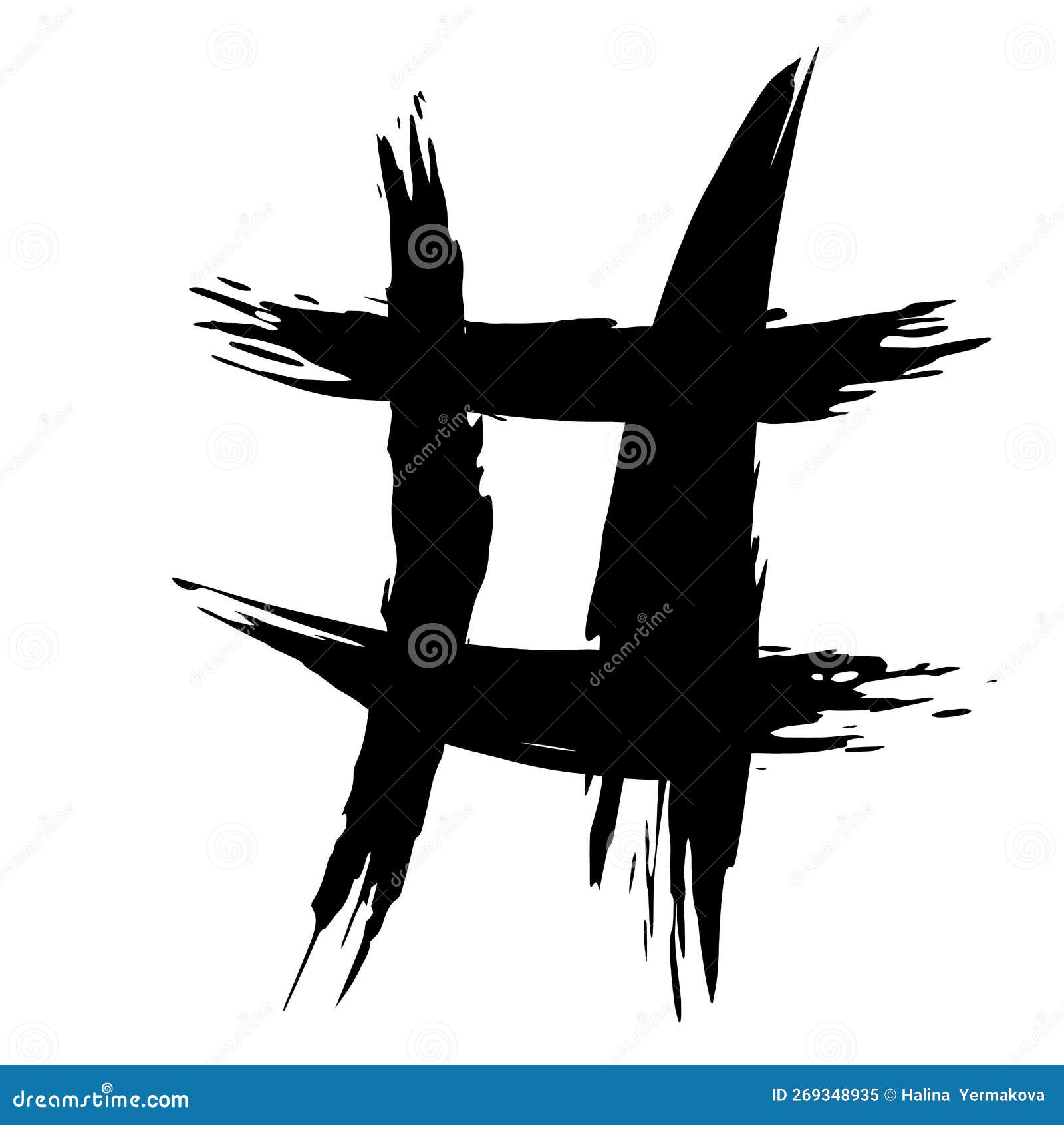 The Hash on a White Background is Drawn by Hand with a Brush. Stock ...