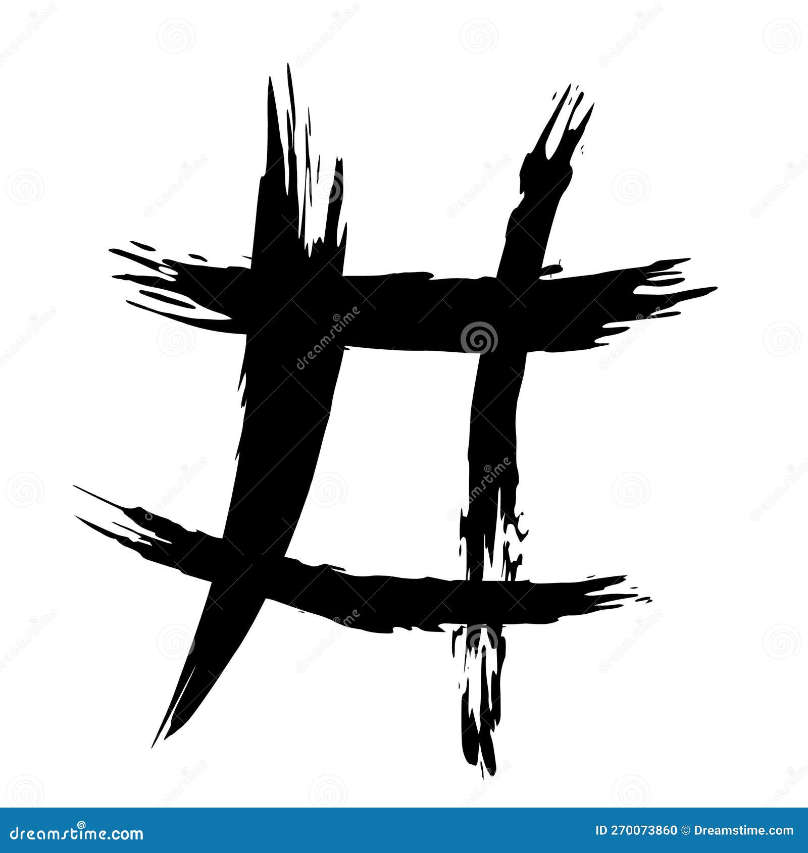 The Hash on a White Background is Drawn by Hand with a Brush. Stock ...