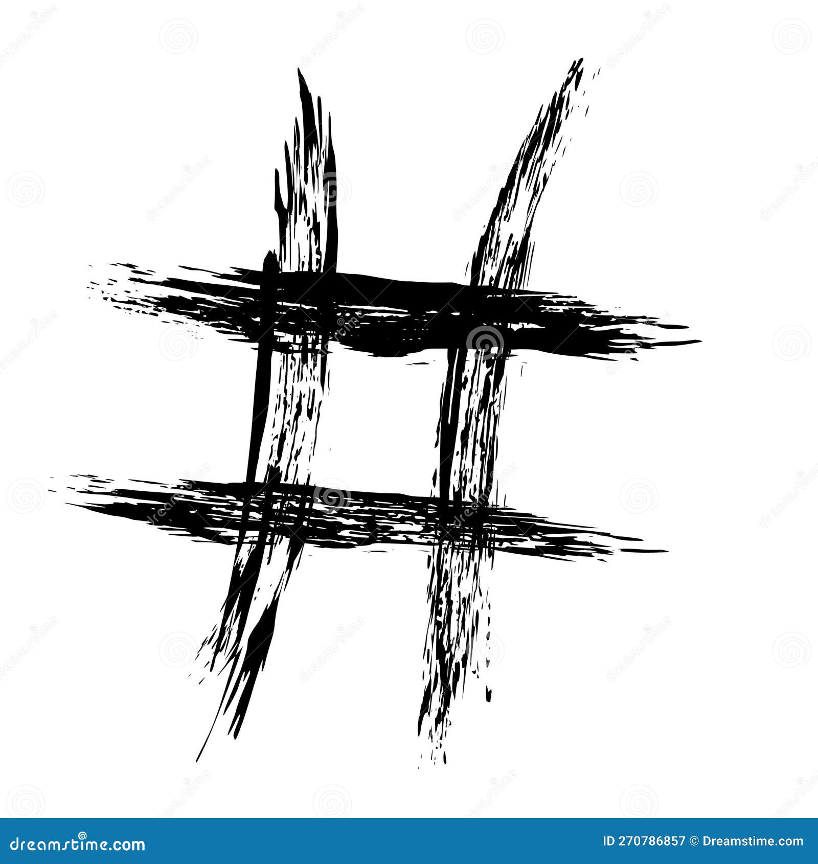 The Hash on a White Background is Drawn by Hand with a Brush. Stock ...