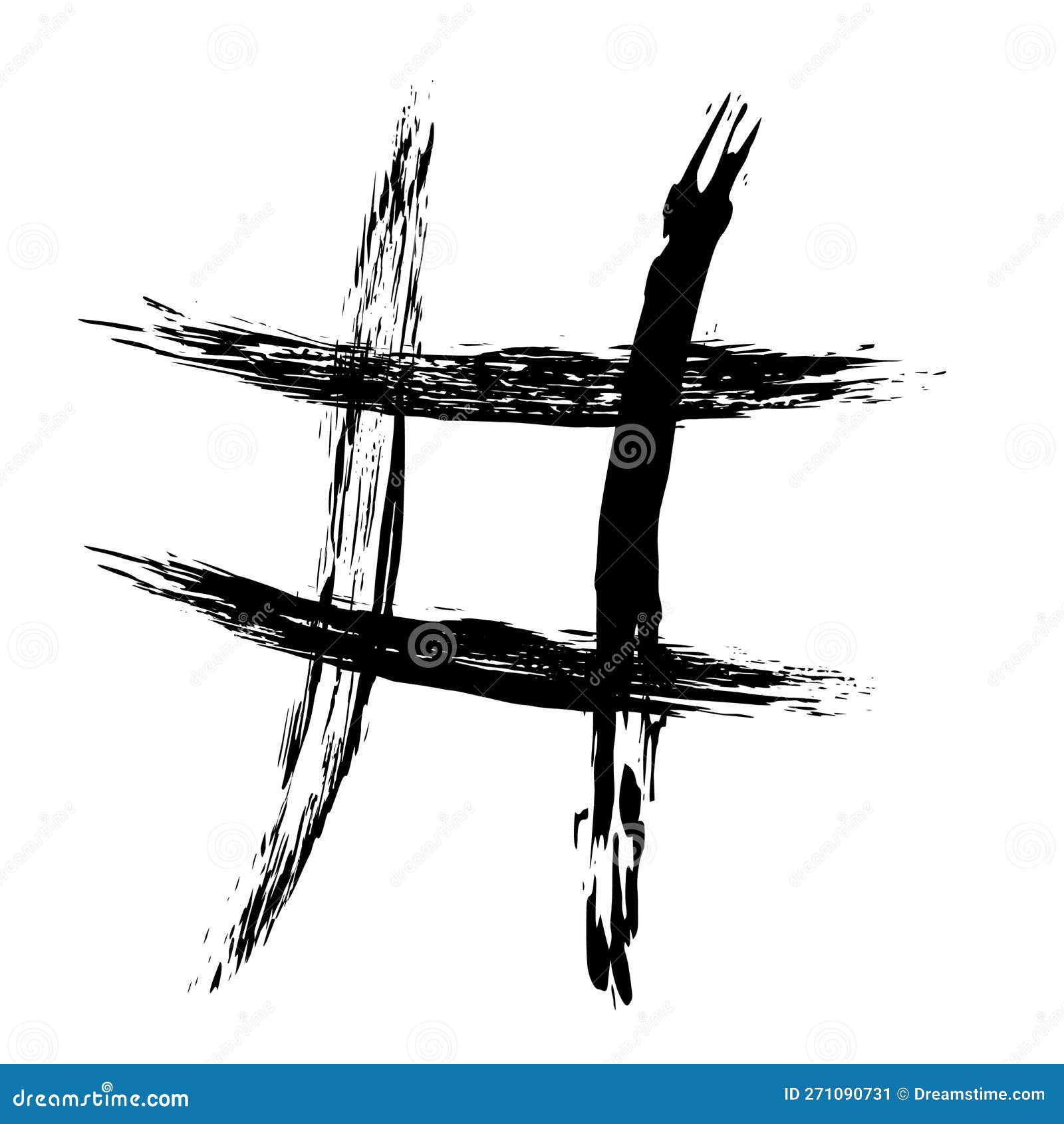 The Hash on a White Background is Drawn by Hand with a Brush. Stock ...