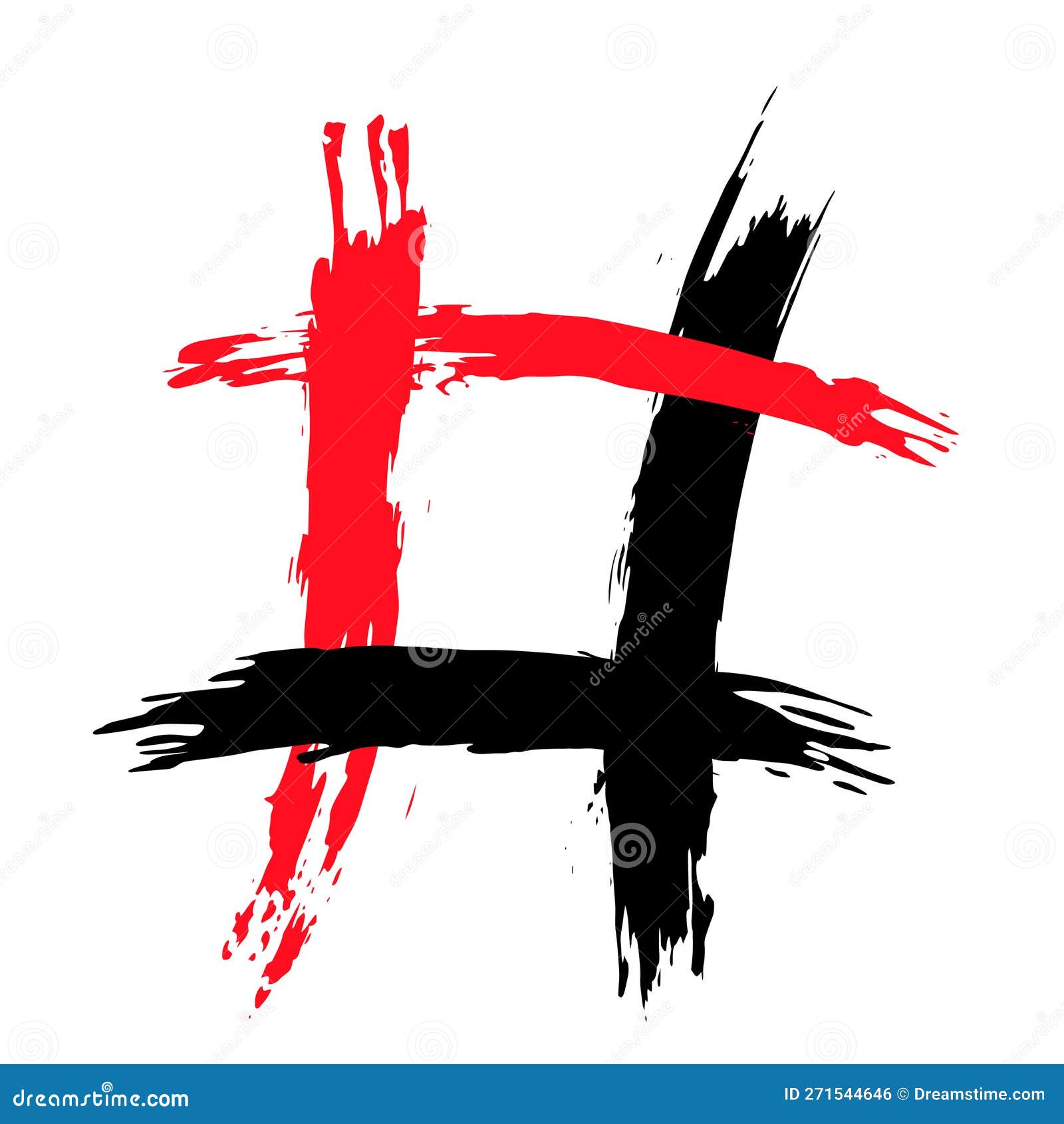 The Hash on a White Background is Drawn by Hand with a Brush. Stock ...