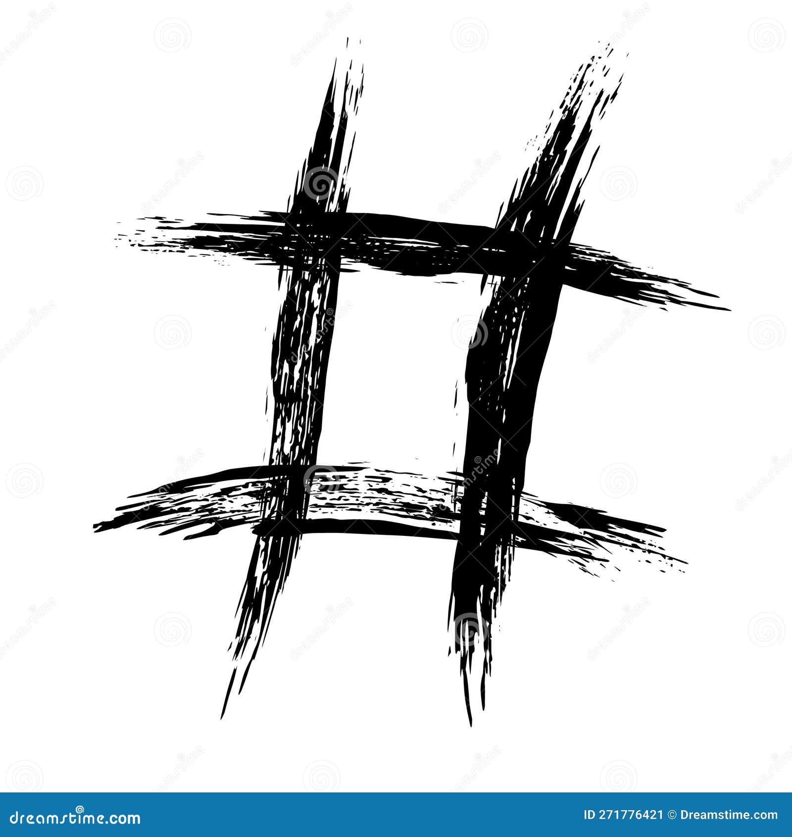 The Hash on a White Background is Drawn by Hand with a Brush. Stock ...