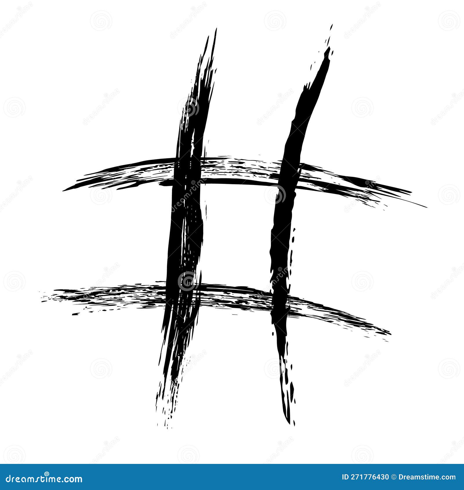 The Hash on a White Background is Drawn by Hand with a Brush. Stock ...