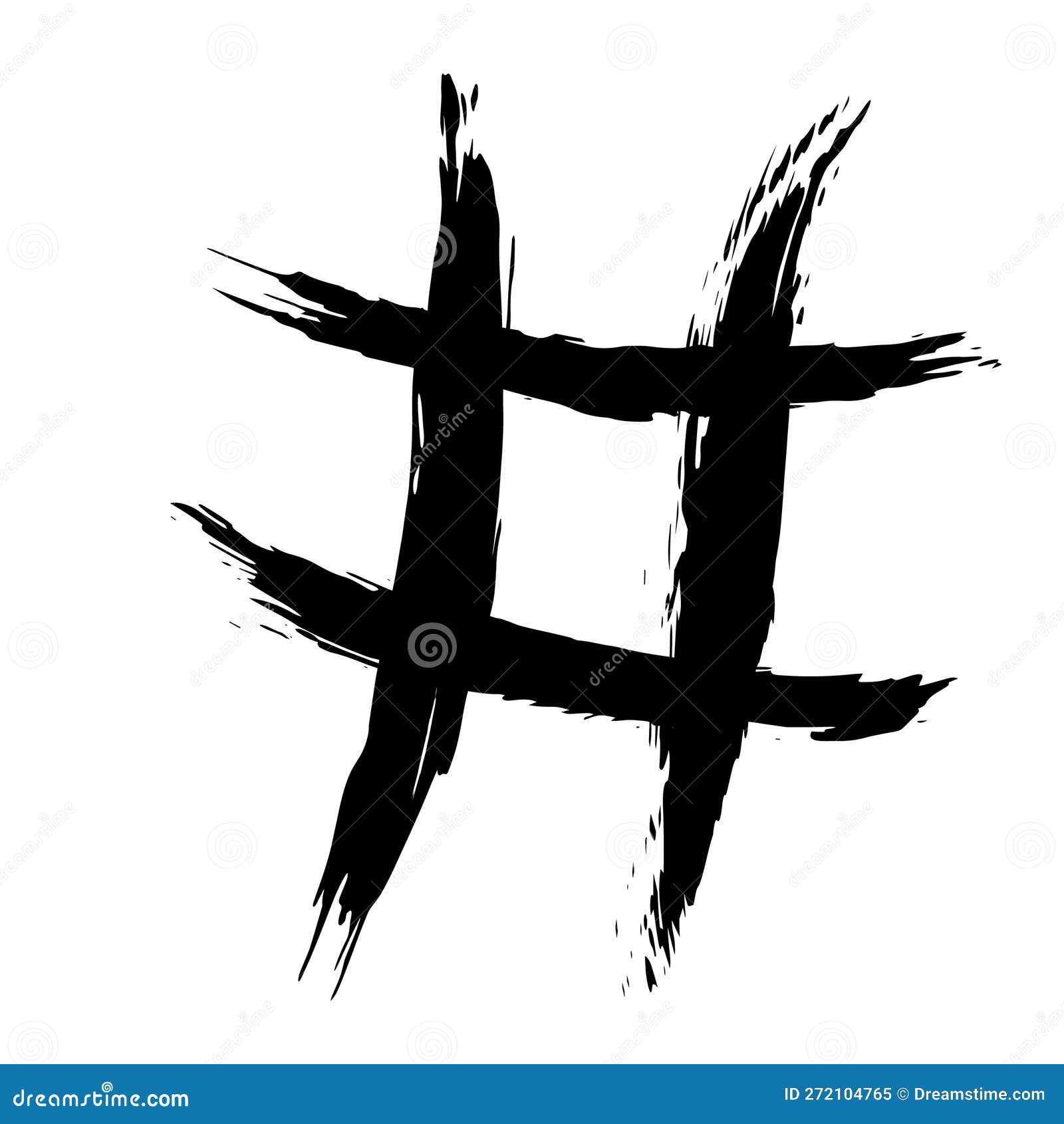 The Hash on a White Background is Drawn by Hand with a Brush. Stock ...