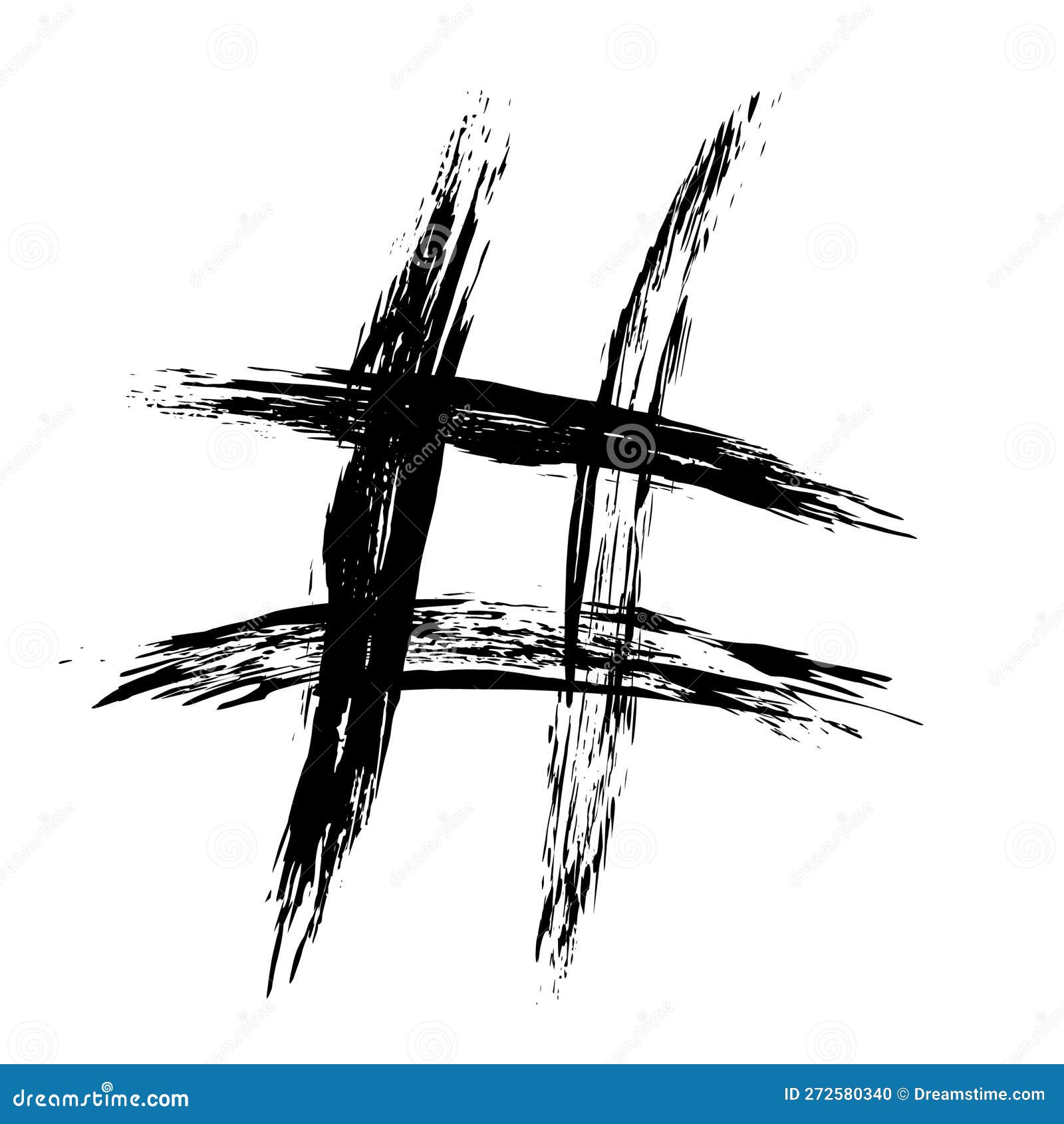 The Hash on a White Background is Drawn by Hand with a Brush. Stock ...