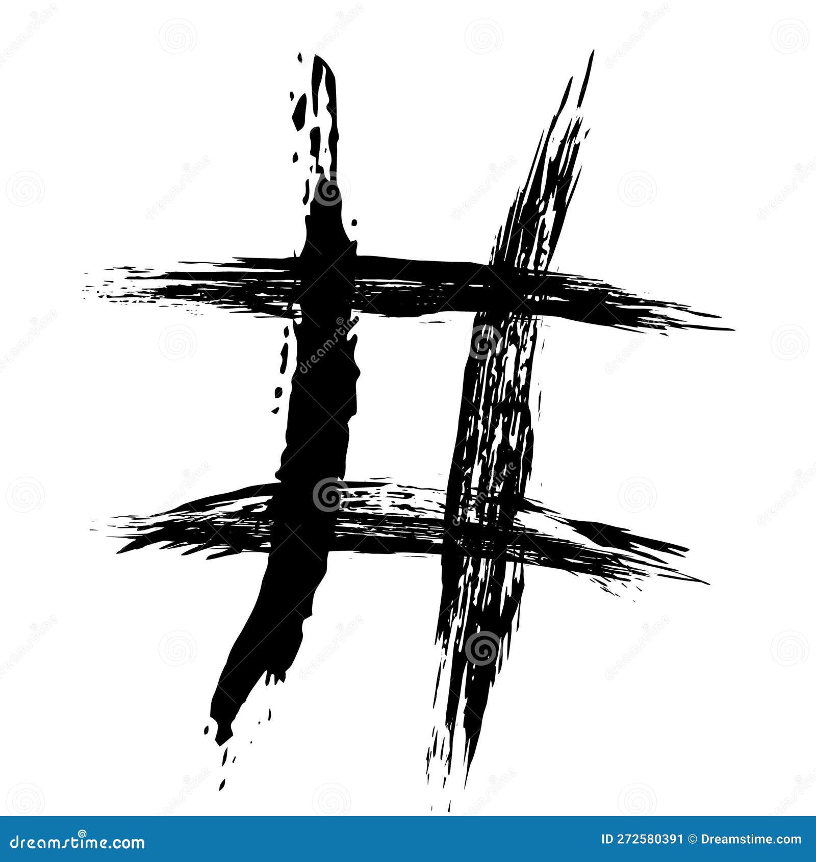 The Hash on a White Background is Drawn by Hand with a Brush. Stock ...