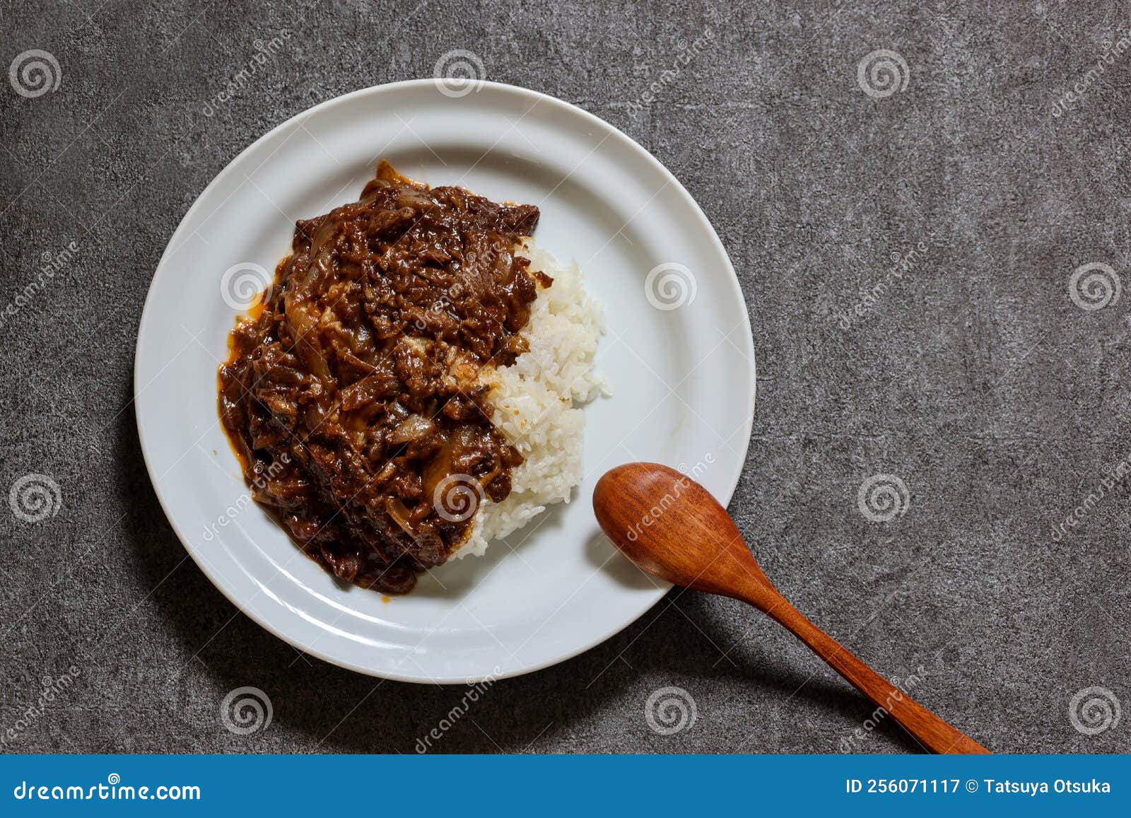 Hashed Beef with Rice on the White Dish on the Table. Stock Image ...