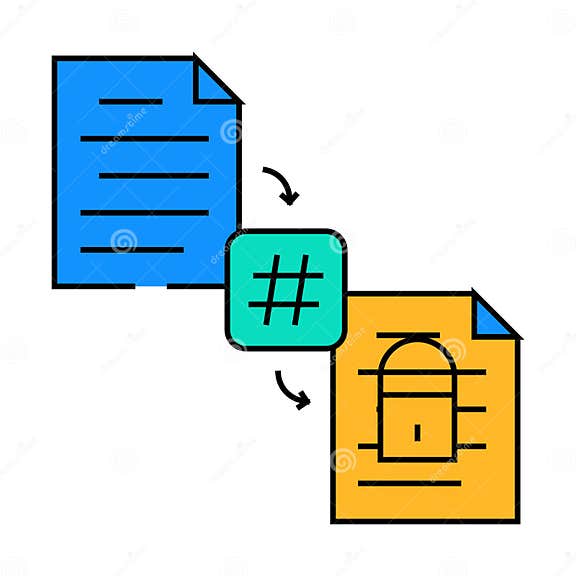 Hashing Algorithm Icon Color Illustration Stock Vector - Illustration ...