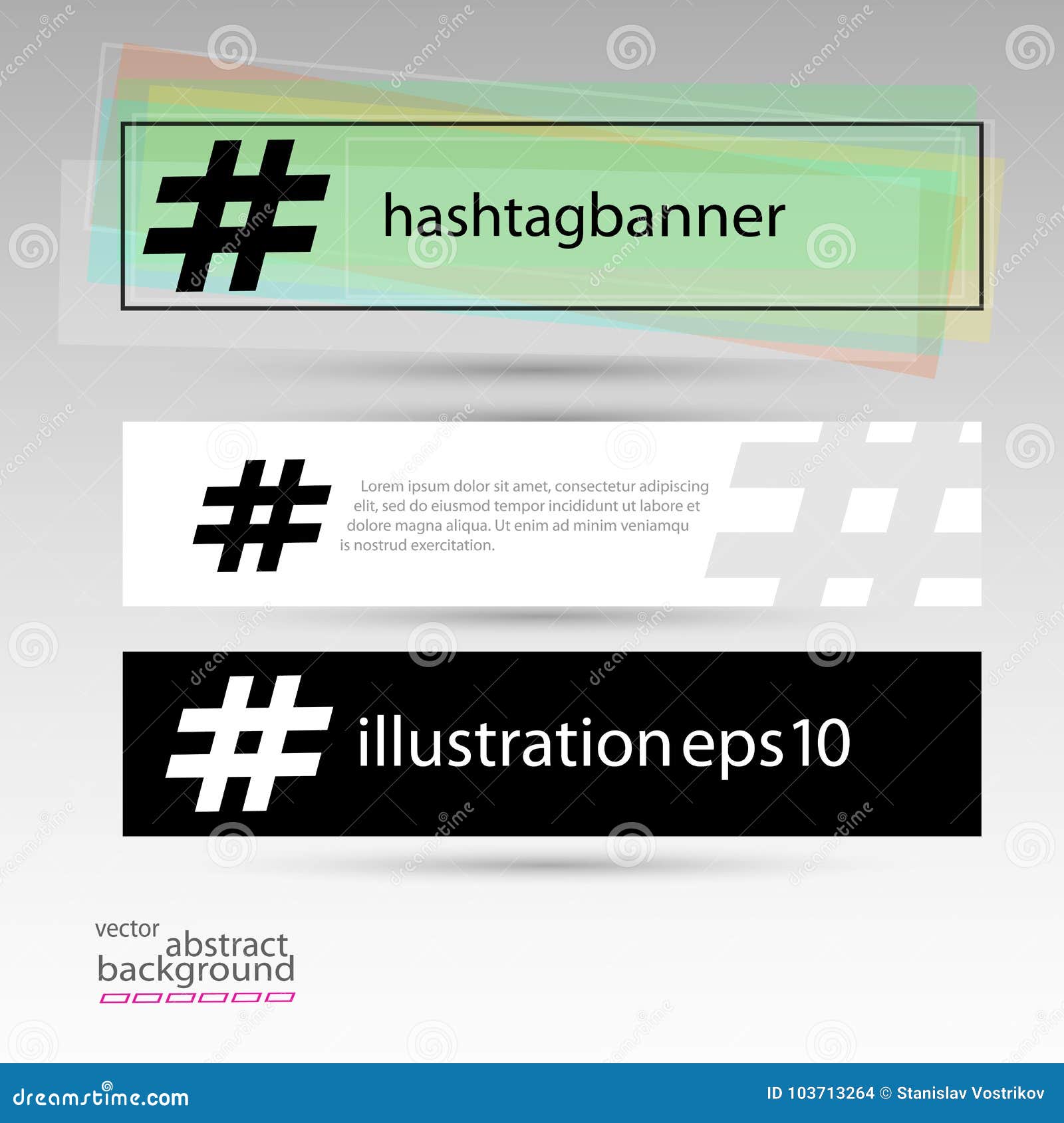 Hashtag Banner Rectangular for Background Black and Multicolored ...