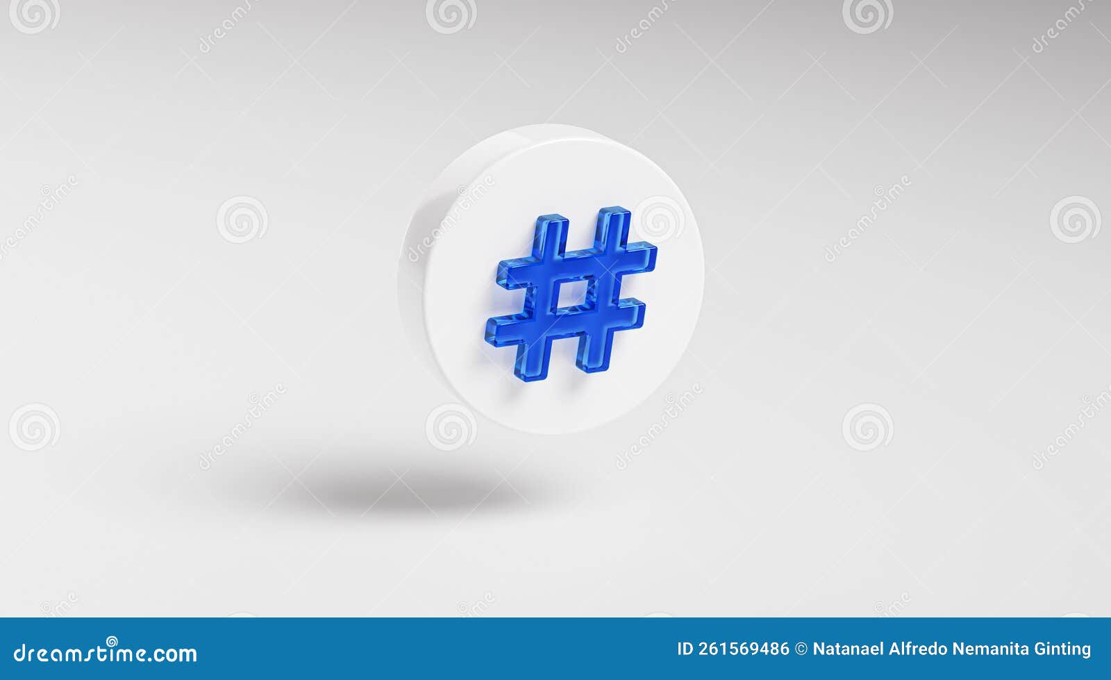 Hashtag Blue Glass Icon Button on Circle App Symbol 3D Render Stock ...