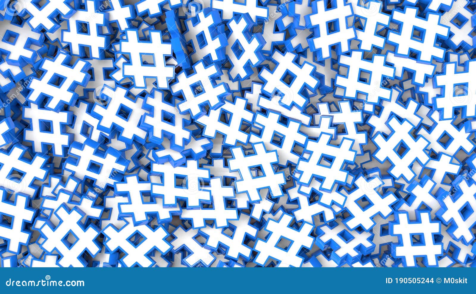 Hashtag Blue and White Icons 3D Render Background Stock Illustration ...