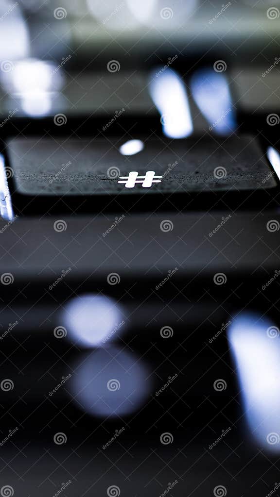Hashtag on a Computer Keyboard Stock Photo - Image of black, light ...