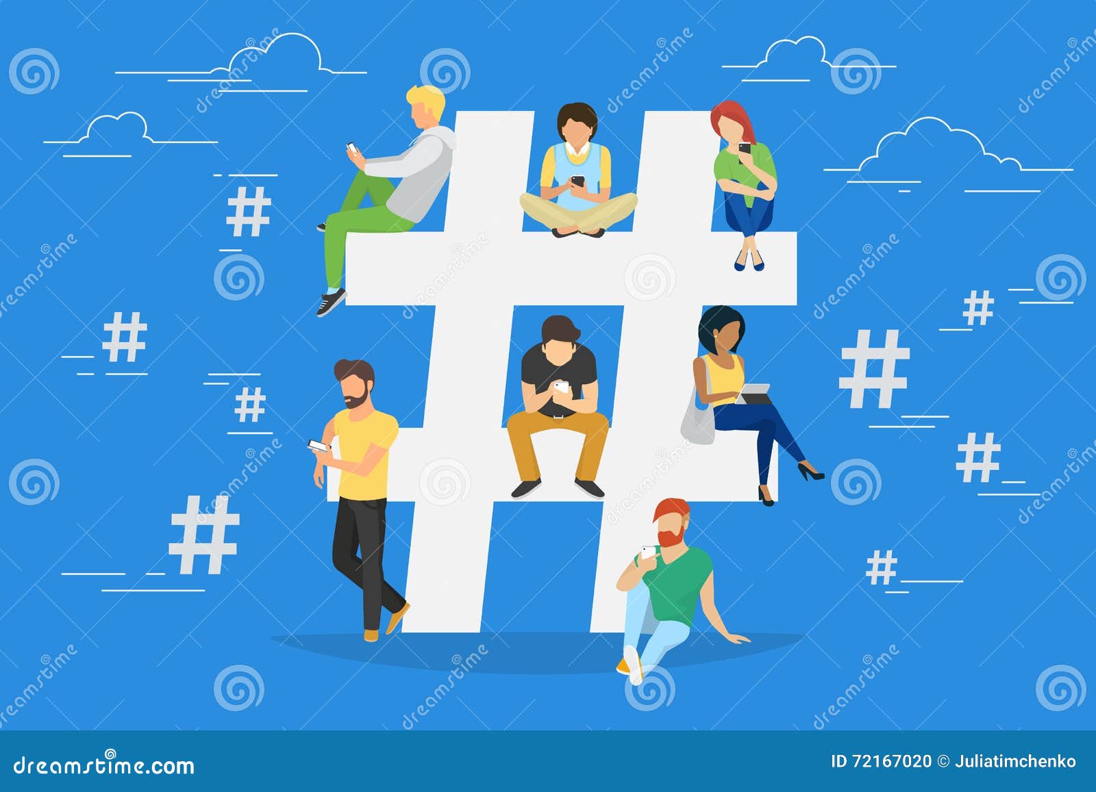 Hashtag Concept Illustration Stock Vector - Illustration of community ...