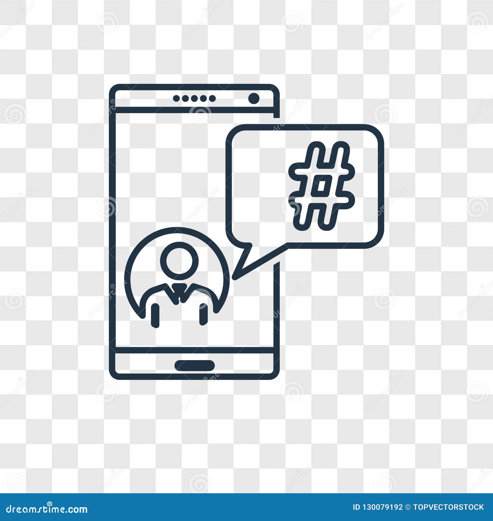 Hashtag Concept Vector Linear Icon Isolated on Transparent Background ...