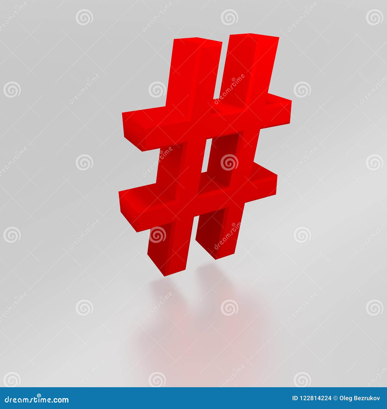 Hashtag. the 3D Hash Symbol with Shadow and Reflection Stock ...