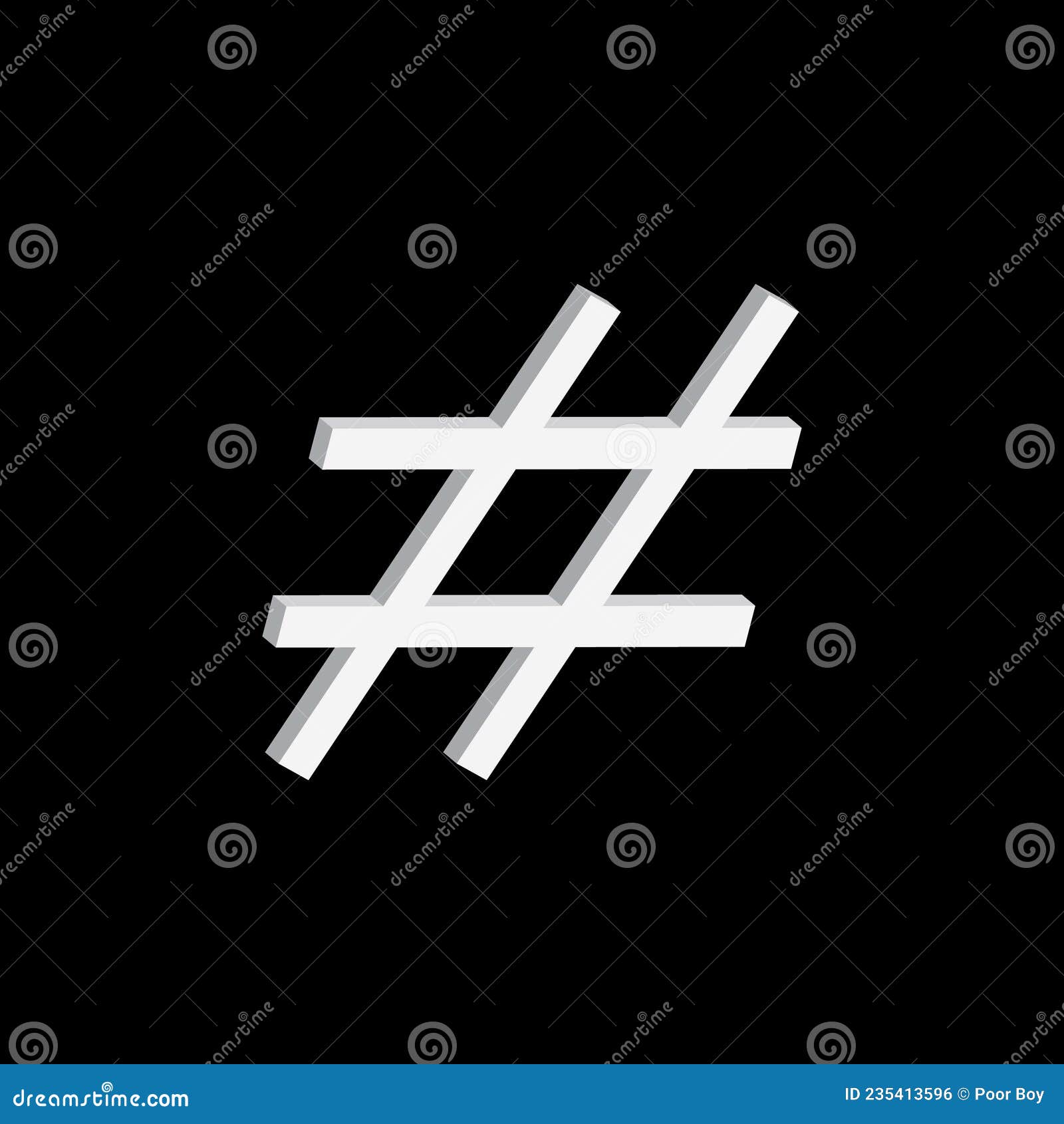 Hashtag Design in White on Black Background. Stock Vector ...