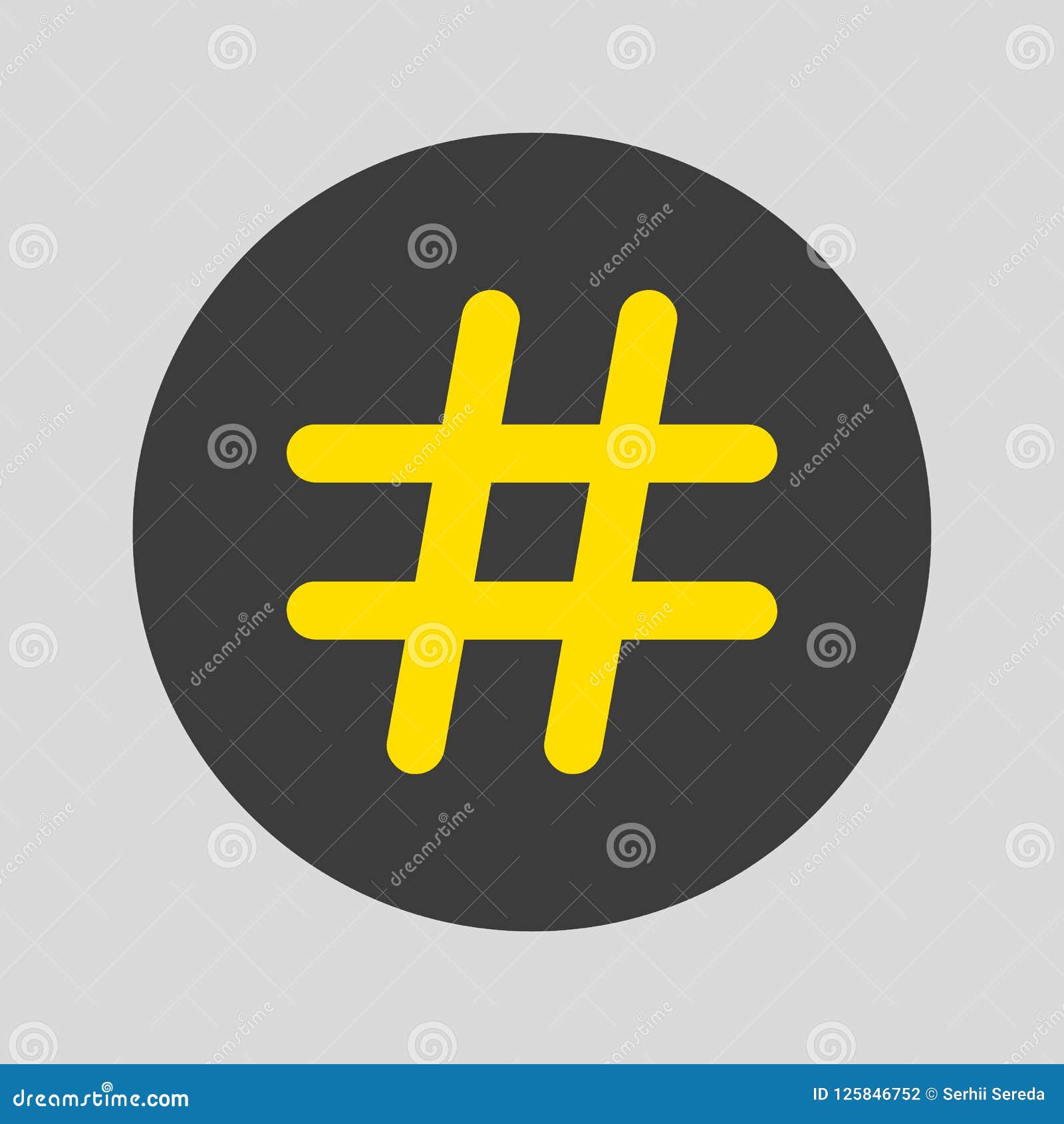 Hashtag Icon on Grey Background. Stock Illustration - Illustration of ...