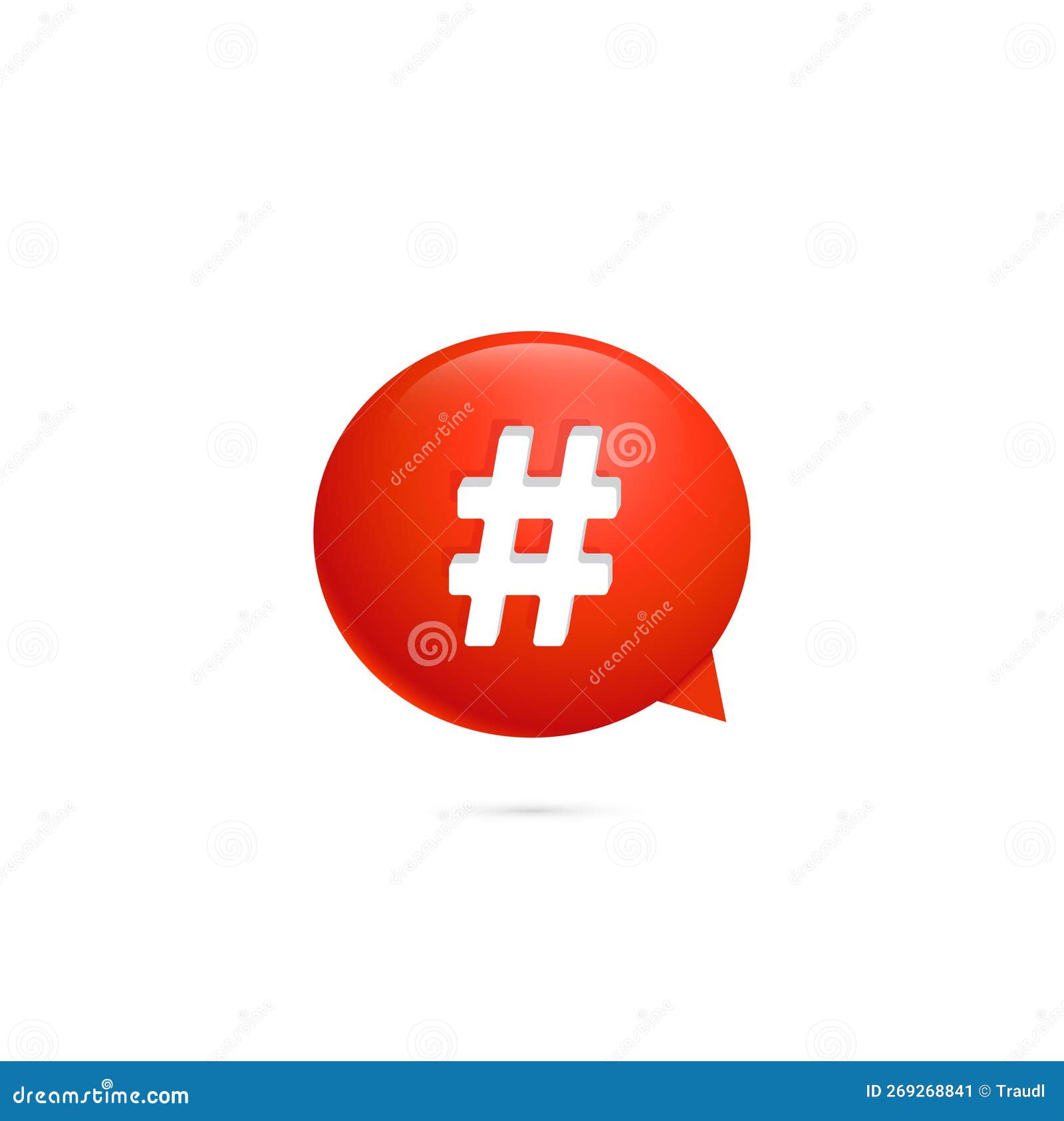 Hashtag Icon on Red Chat Bubble. Social Networks Ui Design. Vector ...