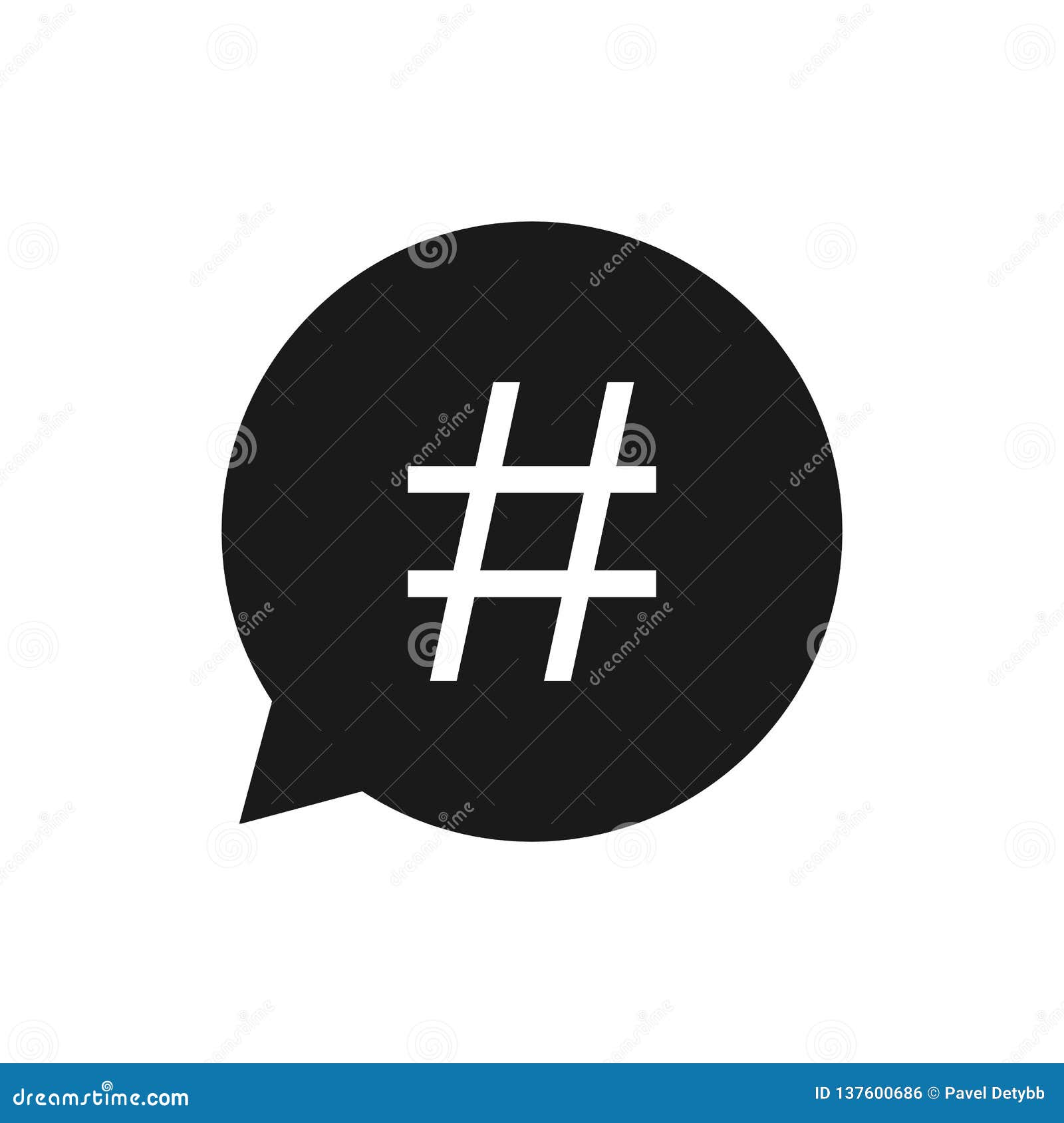 Hashtag Icon in Speech Bubble. Vector Illustration, Flat Design Stock ...