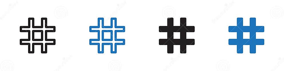Hashtag Icon Vector Set Outline Stock Illustration - Illustration of ...