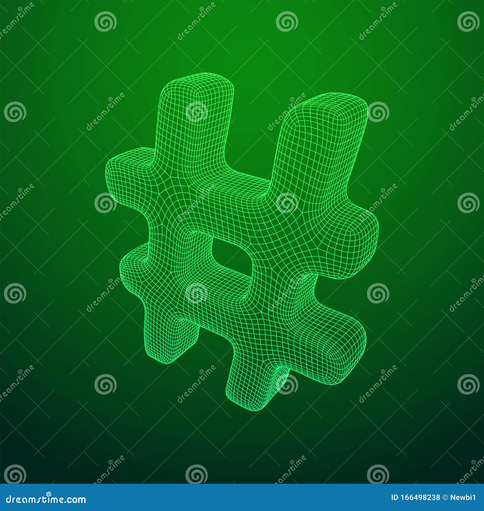 Hashtag Icon Wireframe Low Poly Mesh Stock Vector - Illustration of ...